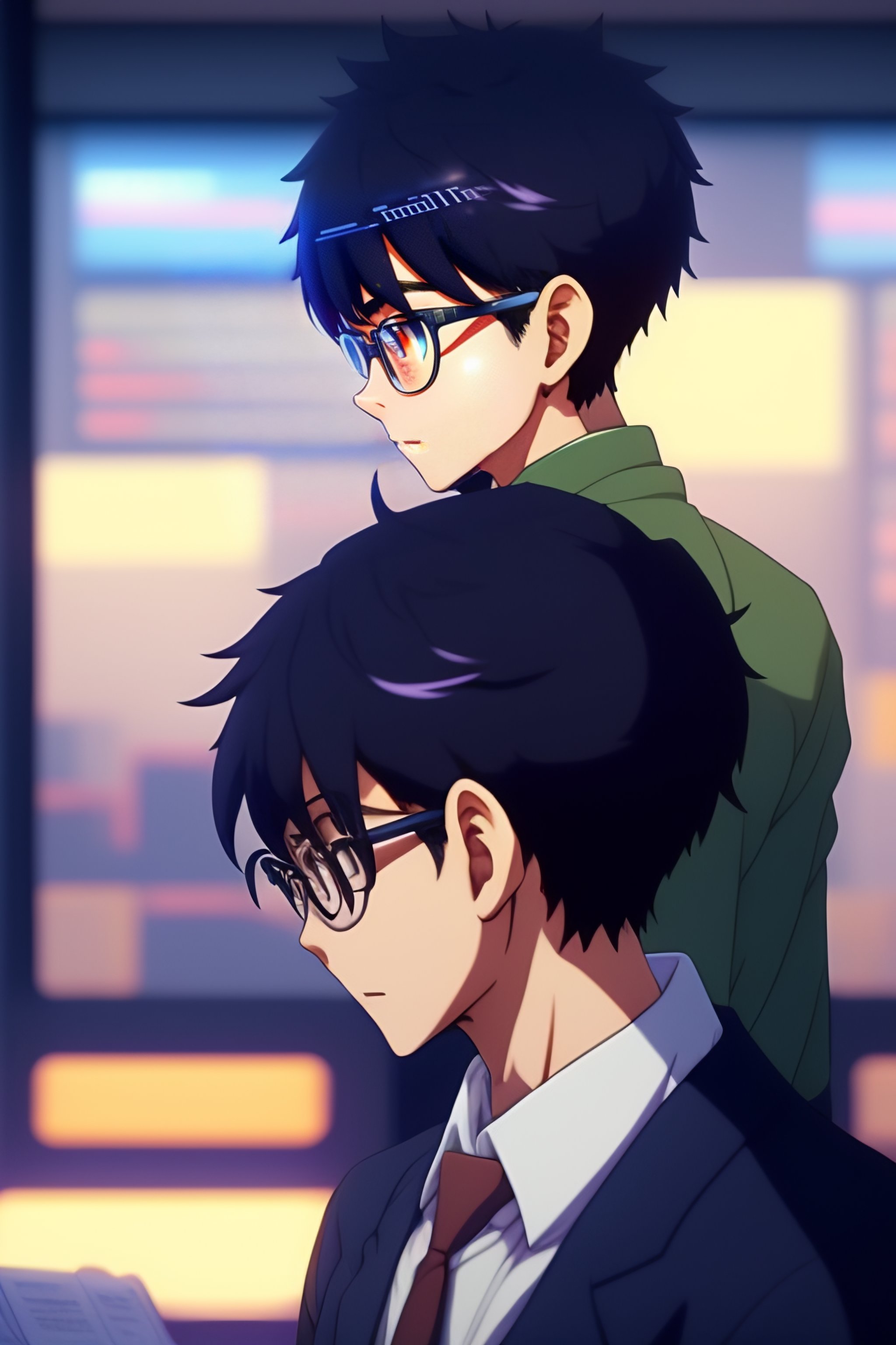 Lexica - A nerdy anime boy is looking for solutions, in the office ...