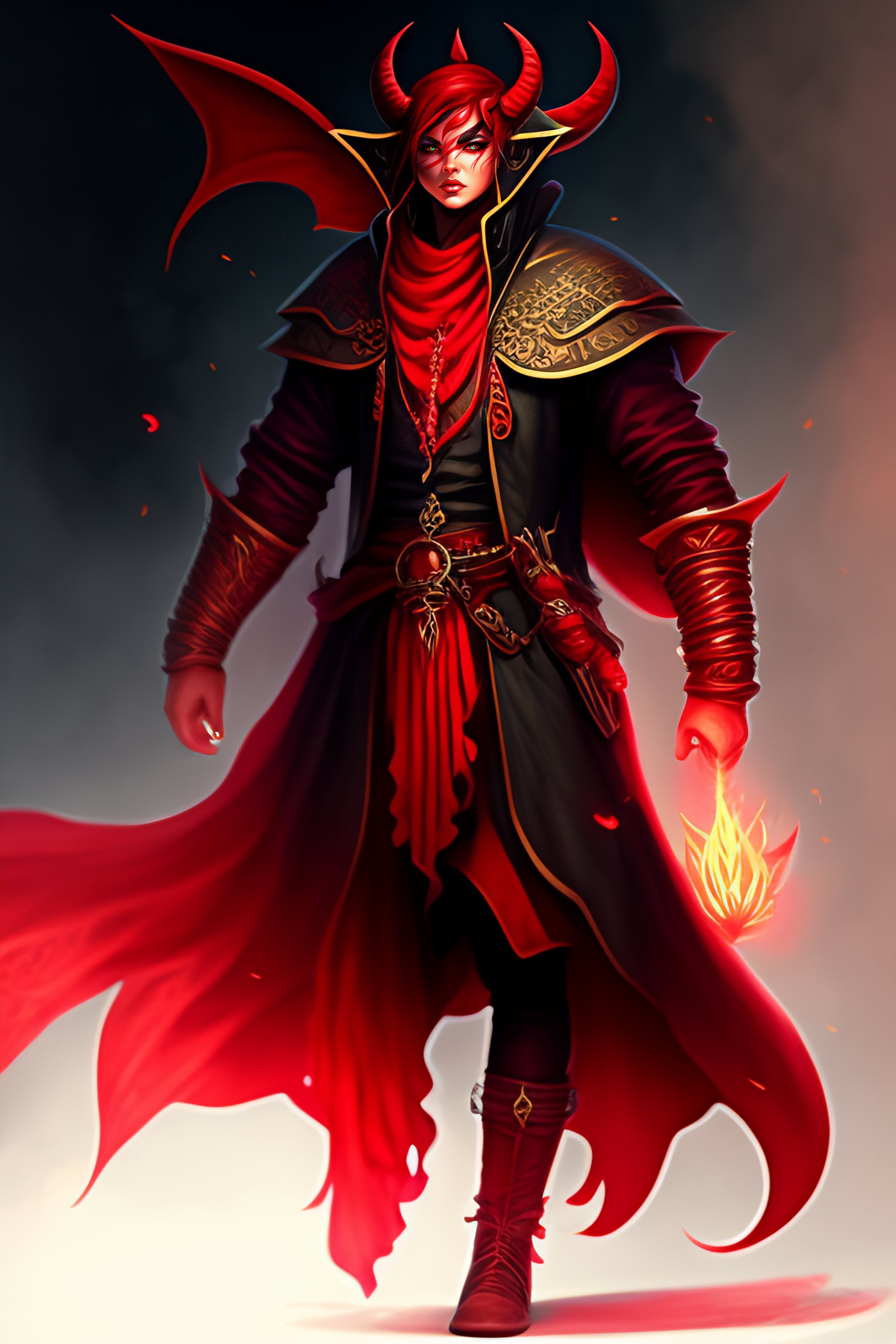 Lexica - Red tiefling, horns, jewls, magic, runes, D&D, spells, devil ...