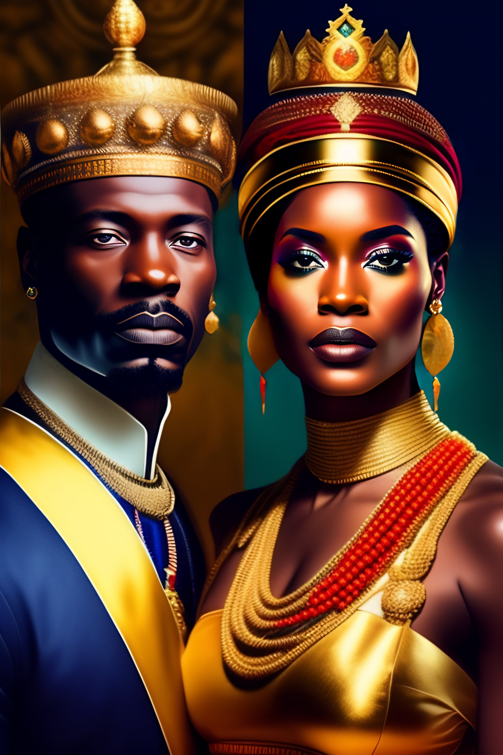 Lexica - Rich royal African king and queen with the heading 'The Destiny of a nation'