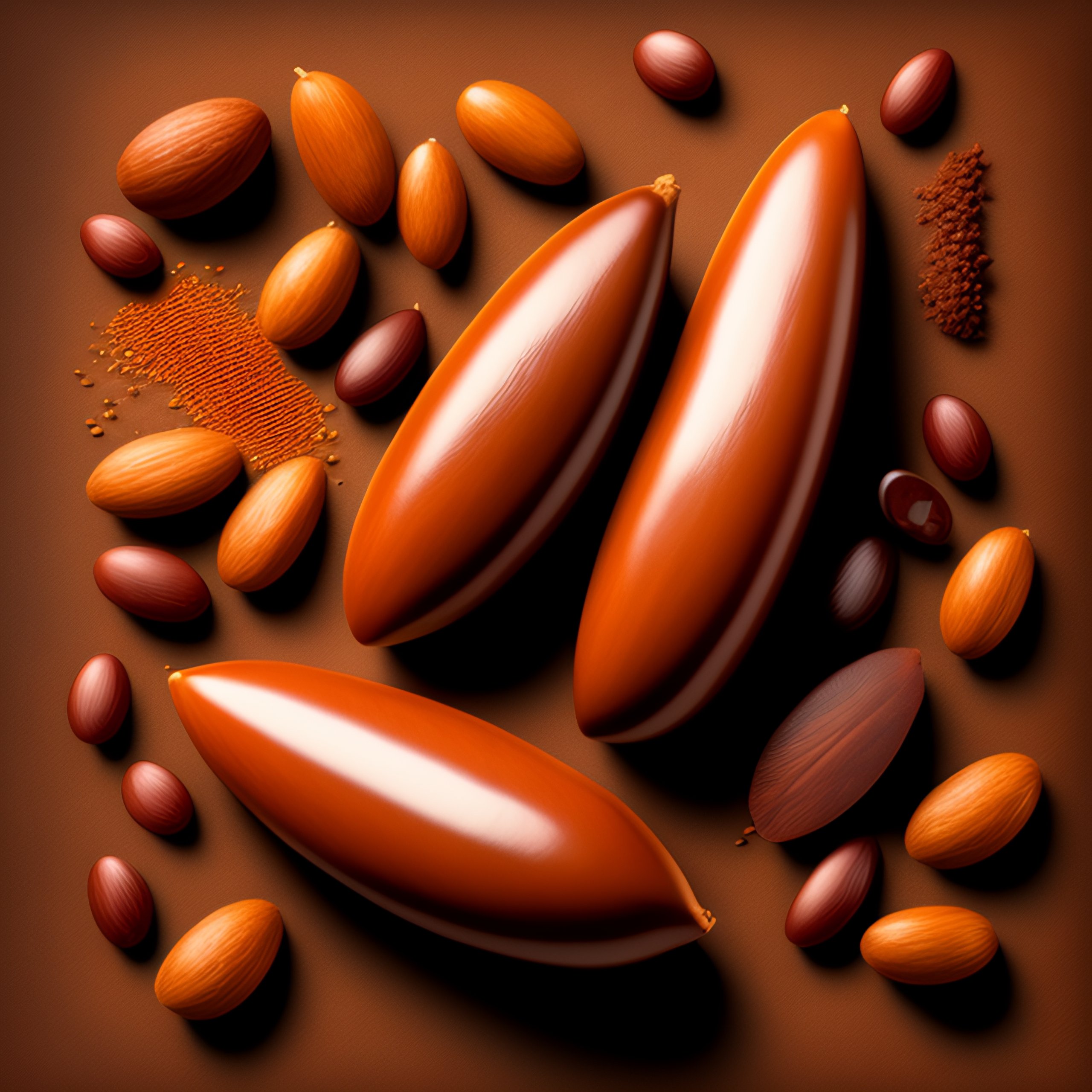 Lexica - Cocoa beans, roasted, 2d illustration, flat, textures.