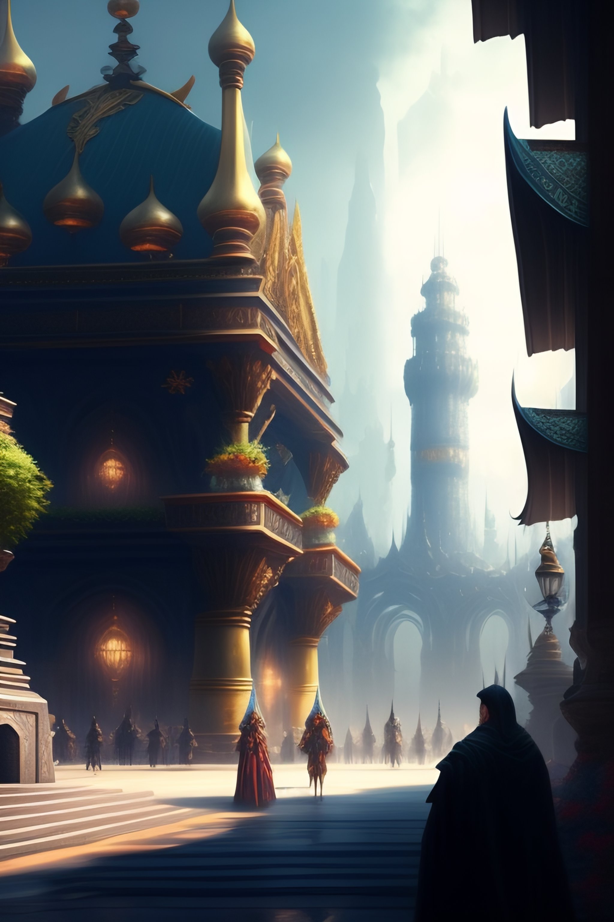 Lexica - Fantasy background, concept art, matte painting, city square