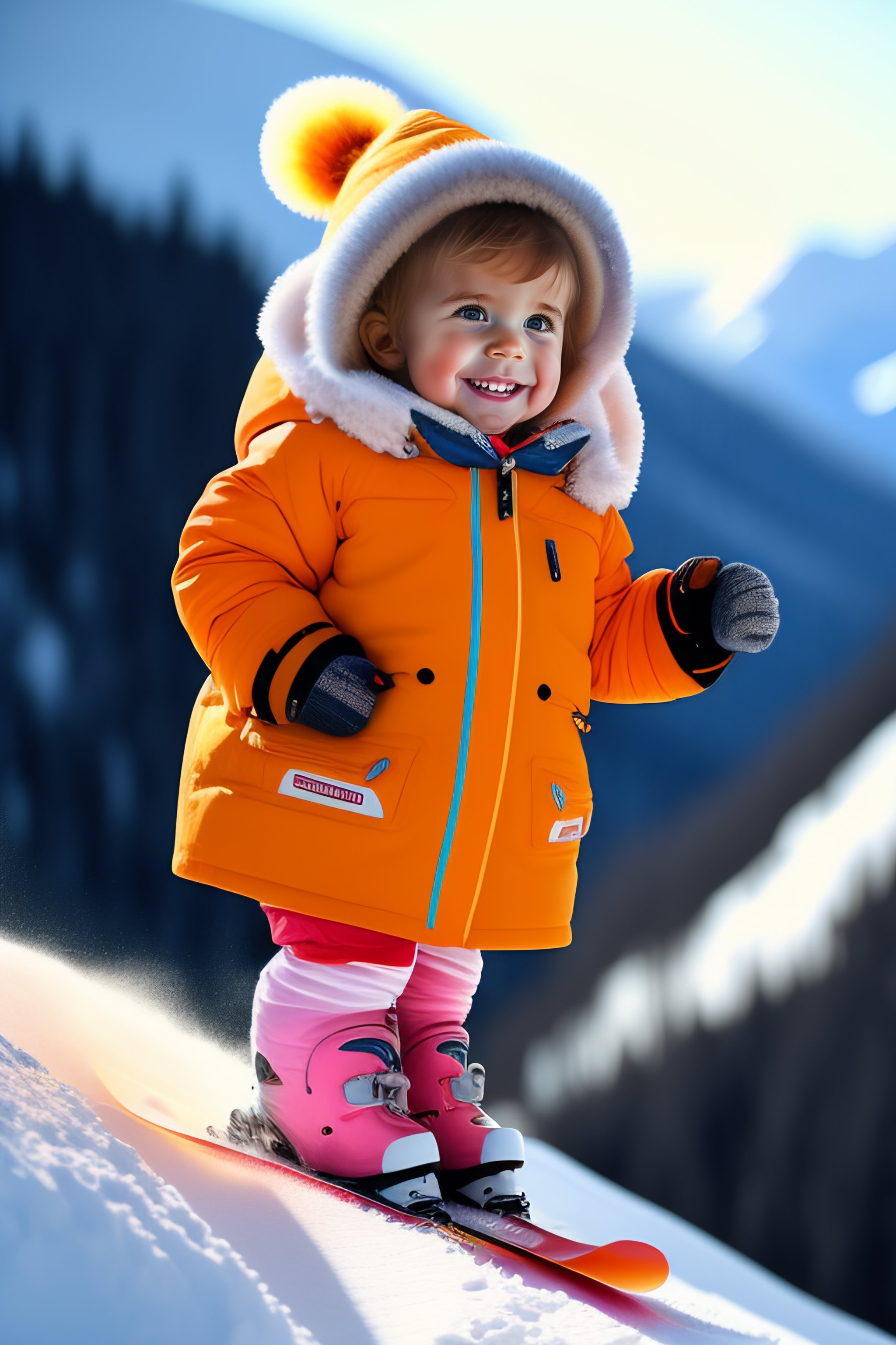 Lexica - Drawing of a funny and smiling baby girl looking like a ...