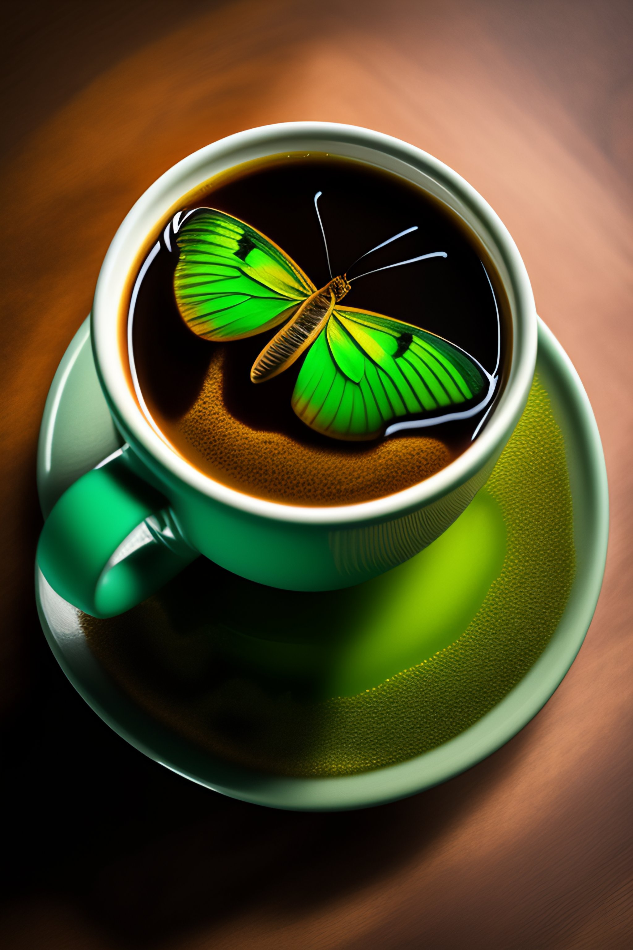 Lexica - Photo green butterfly coffee