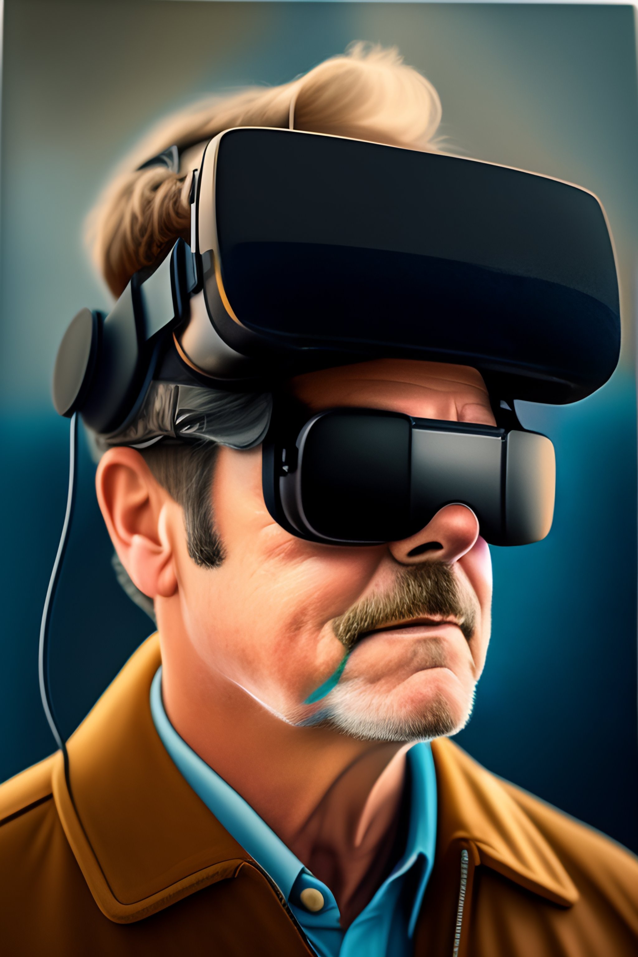 Lexica - Realistic portrait of David Brewster wearing a VR headset