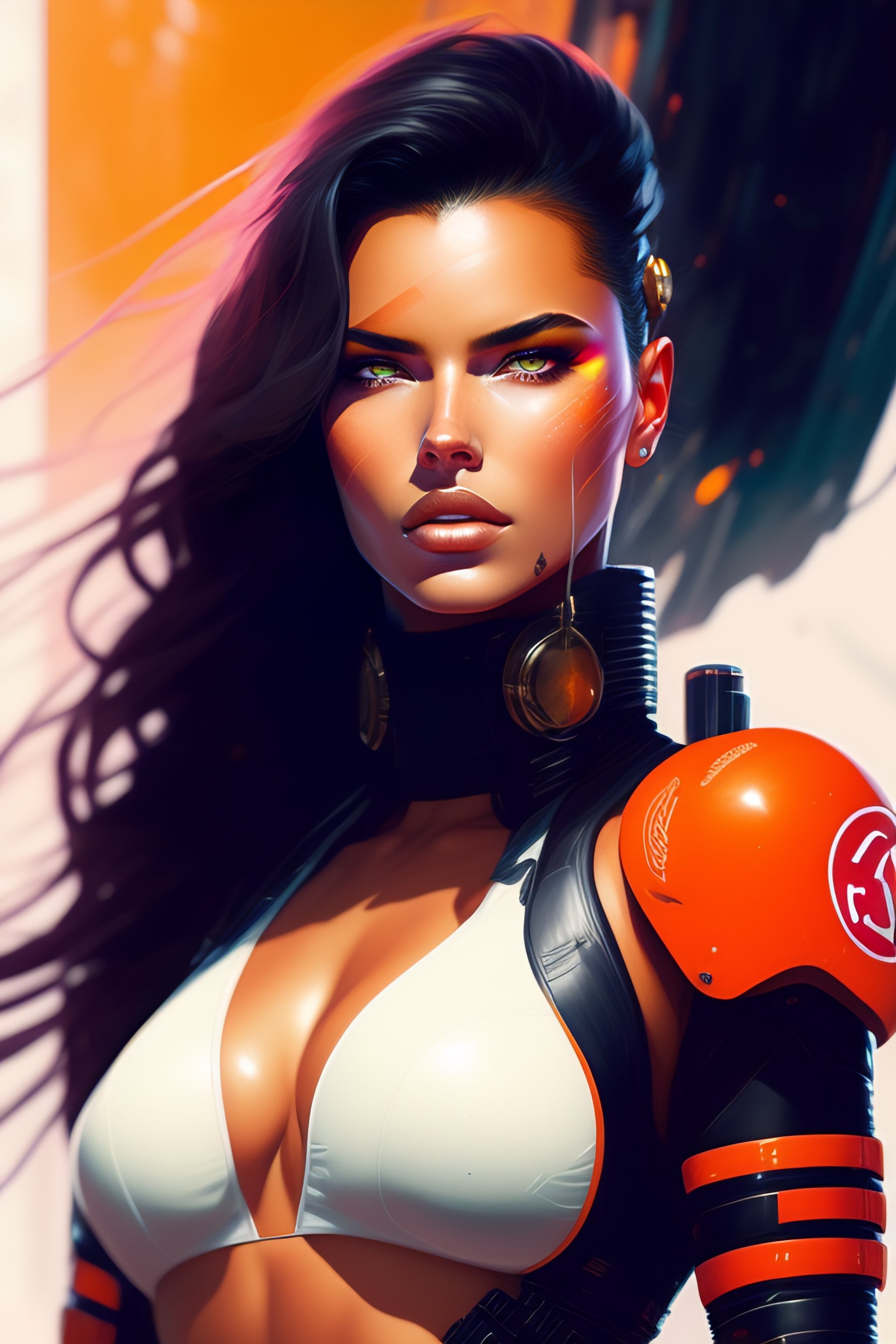 Lexica - A ultradetailed beautiful panting of a stylish Adriana lima cyborg girl, by conrad ...