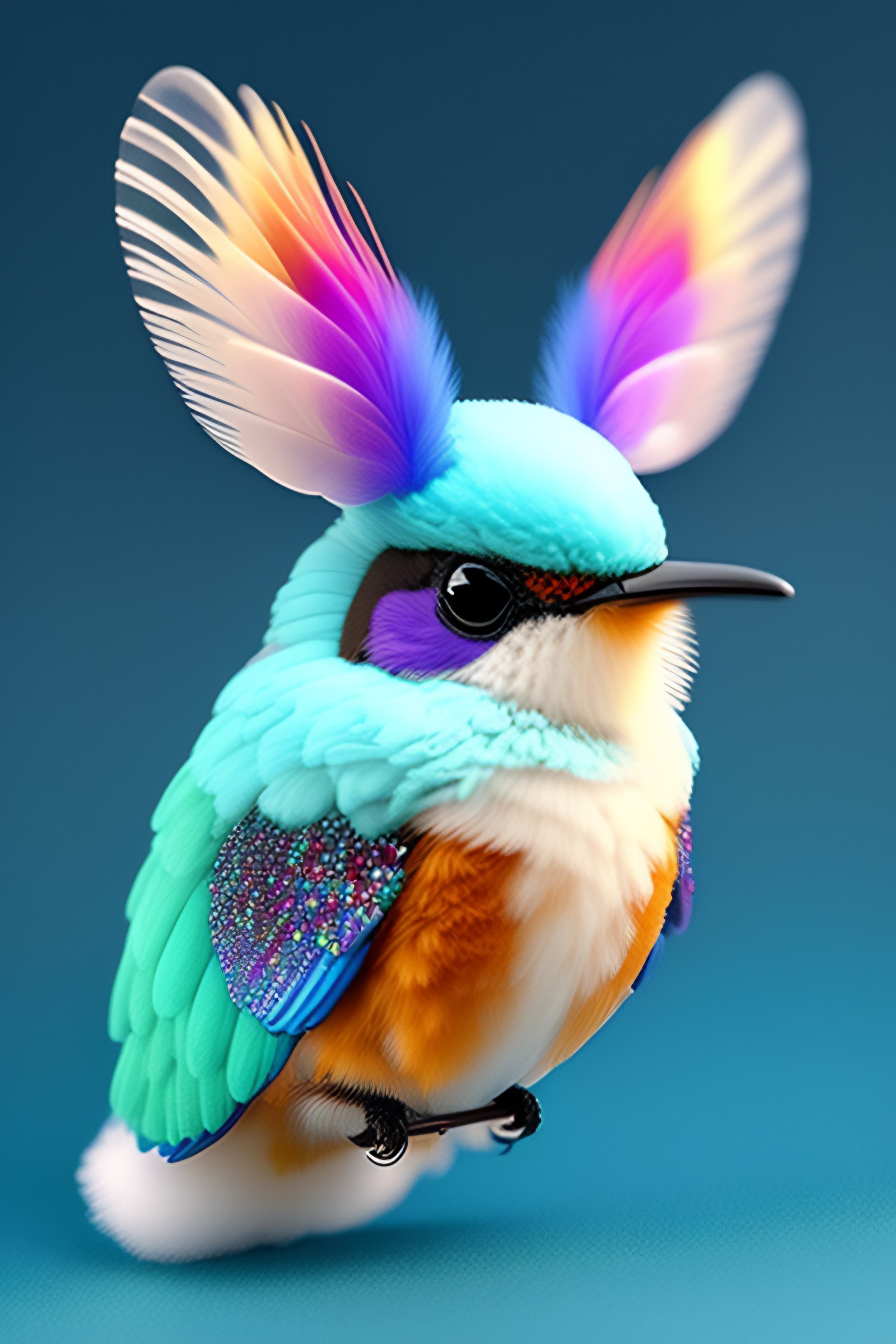 Lexica - A cute, fun-loving, fluffy cartoon hummingbird with big ...
