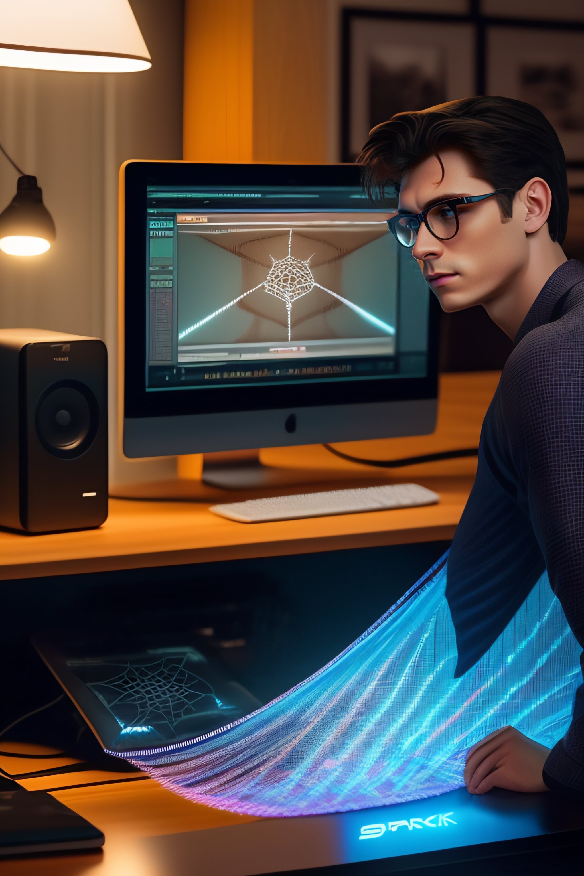 Lexica - Digital art image of Peter Parker at a computer displaying an ...