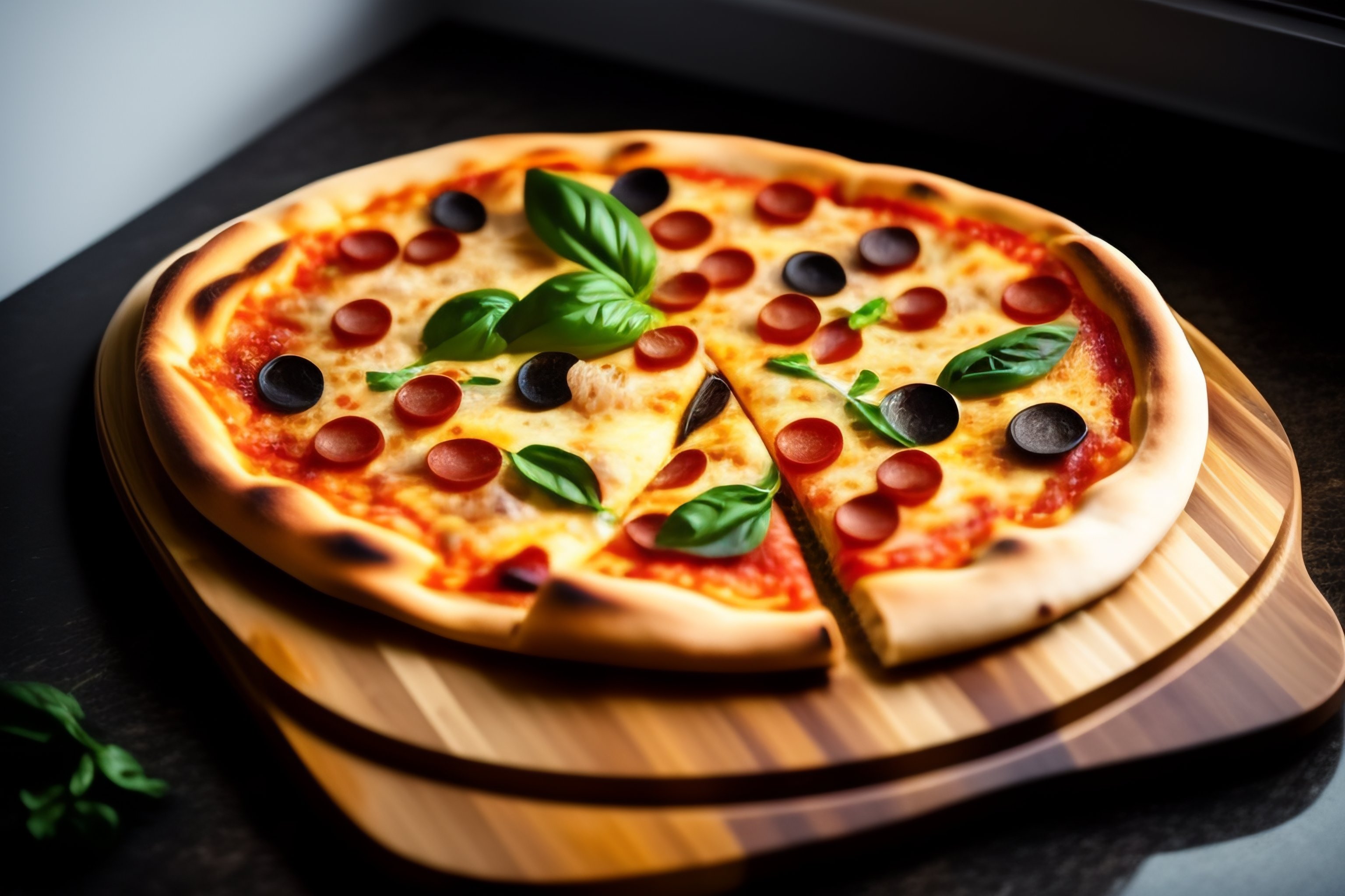Lexica - A pizza sitting on top of a wooden cutting board, trending on ...
