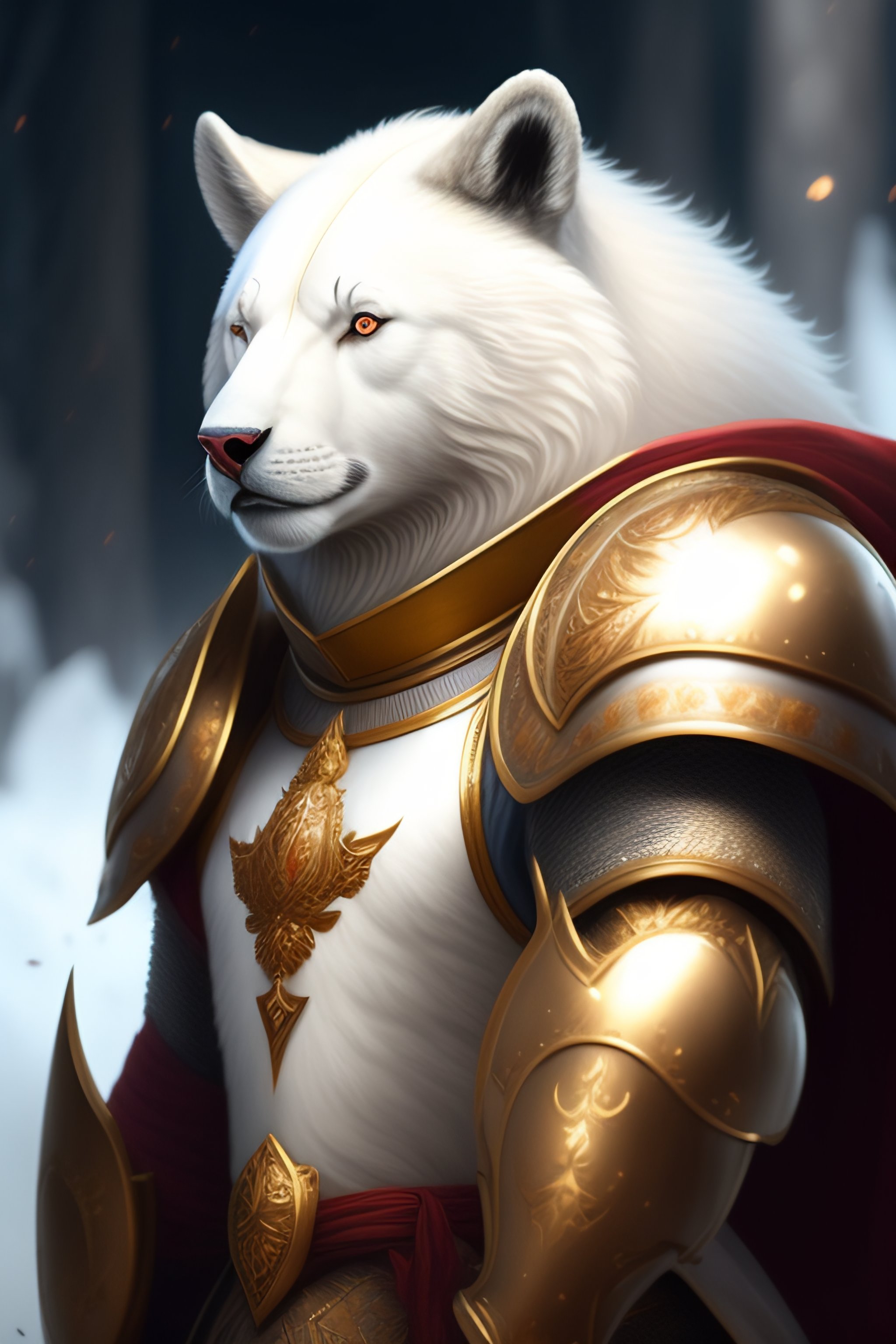 Lexica - A masterpiece digital painting of a white bear in medieval ...