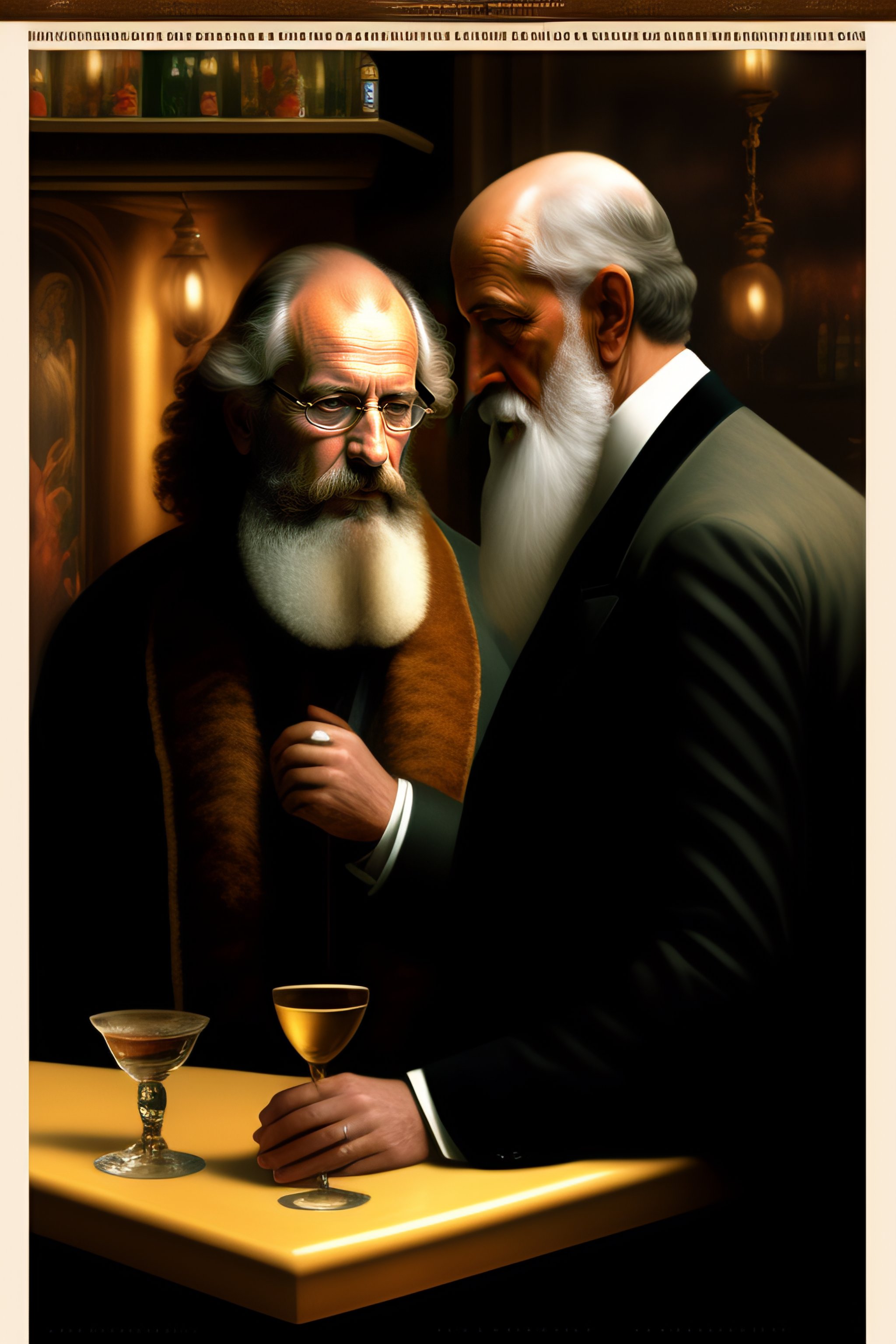 Lexica - John the baptist and Sigmund Freud talking in a bar