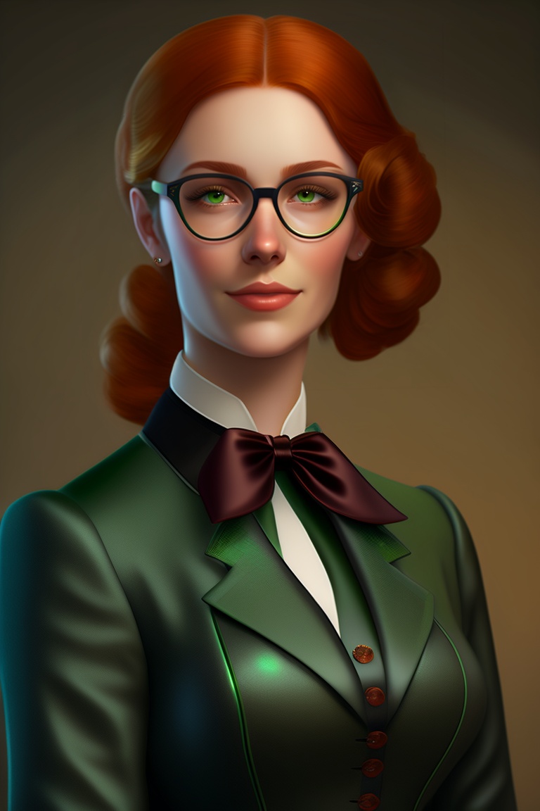 Lexica - Beautiful redhead female governess, has brown eyes, wearing a ...