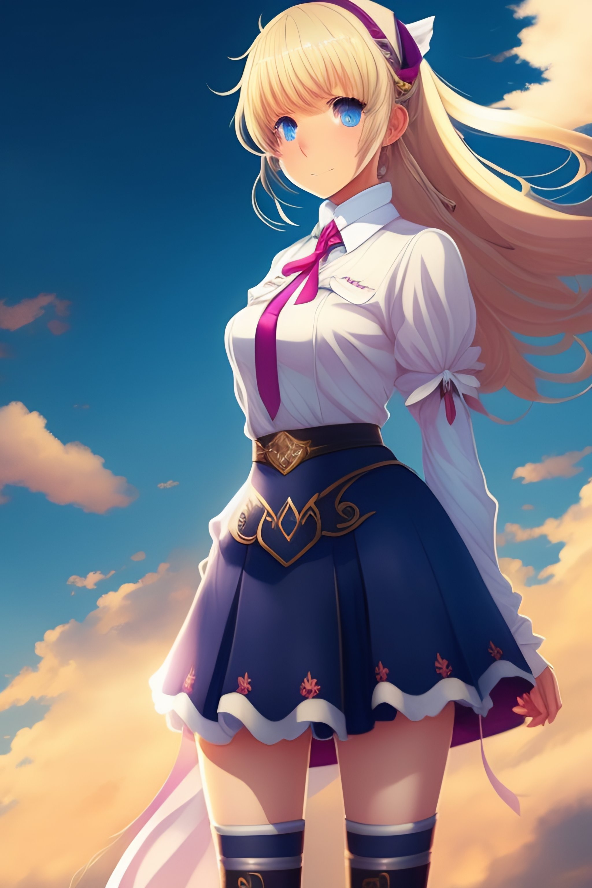Lexica - FGO anime girl Blond, long hair, blue eyes and a pretty smile ...