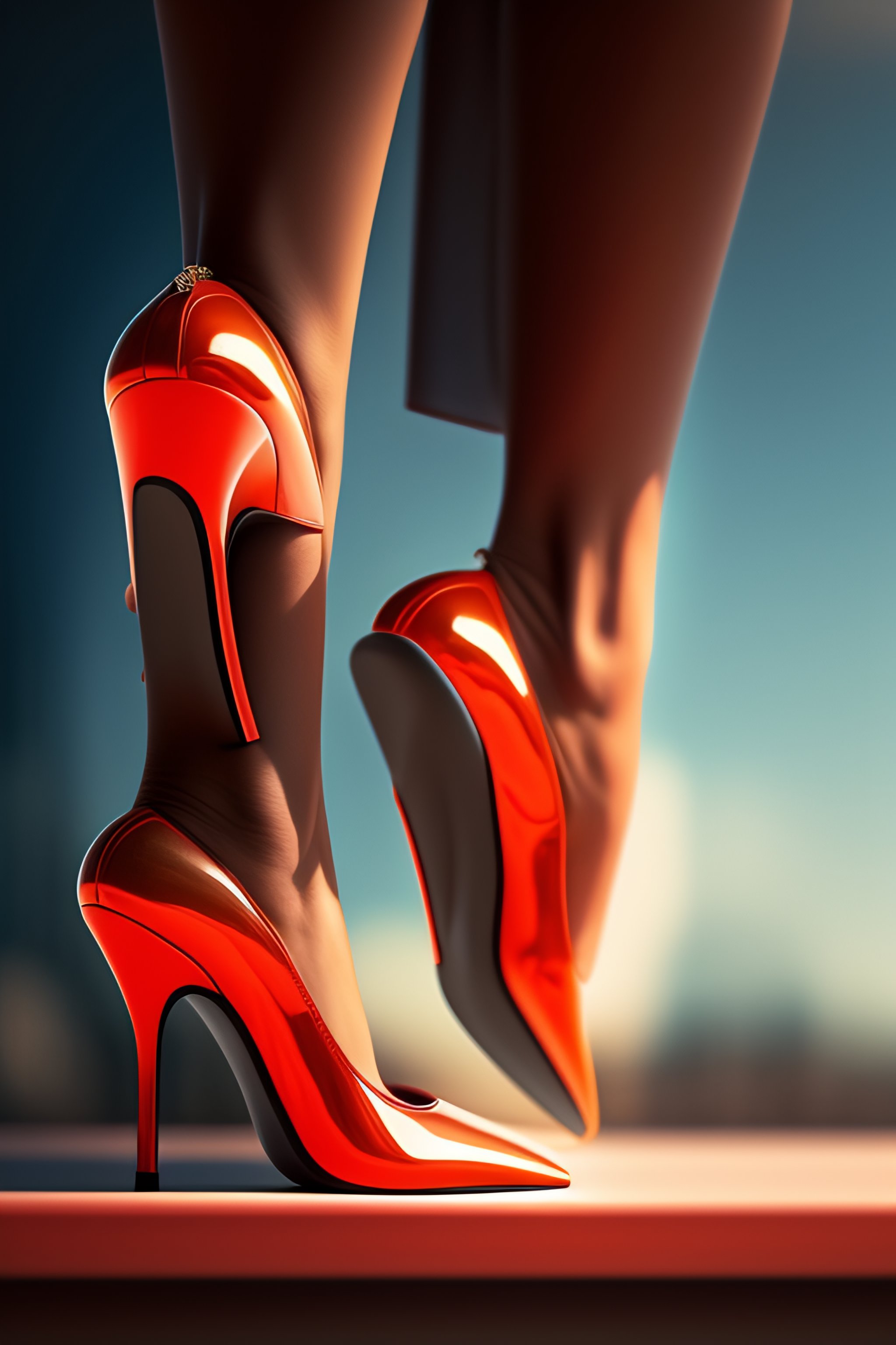 Lexica - Strong unrealistic woman on high heels with onesi