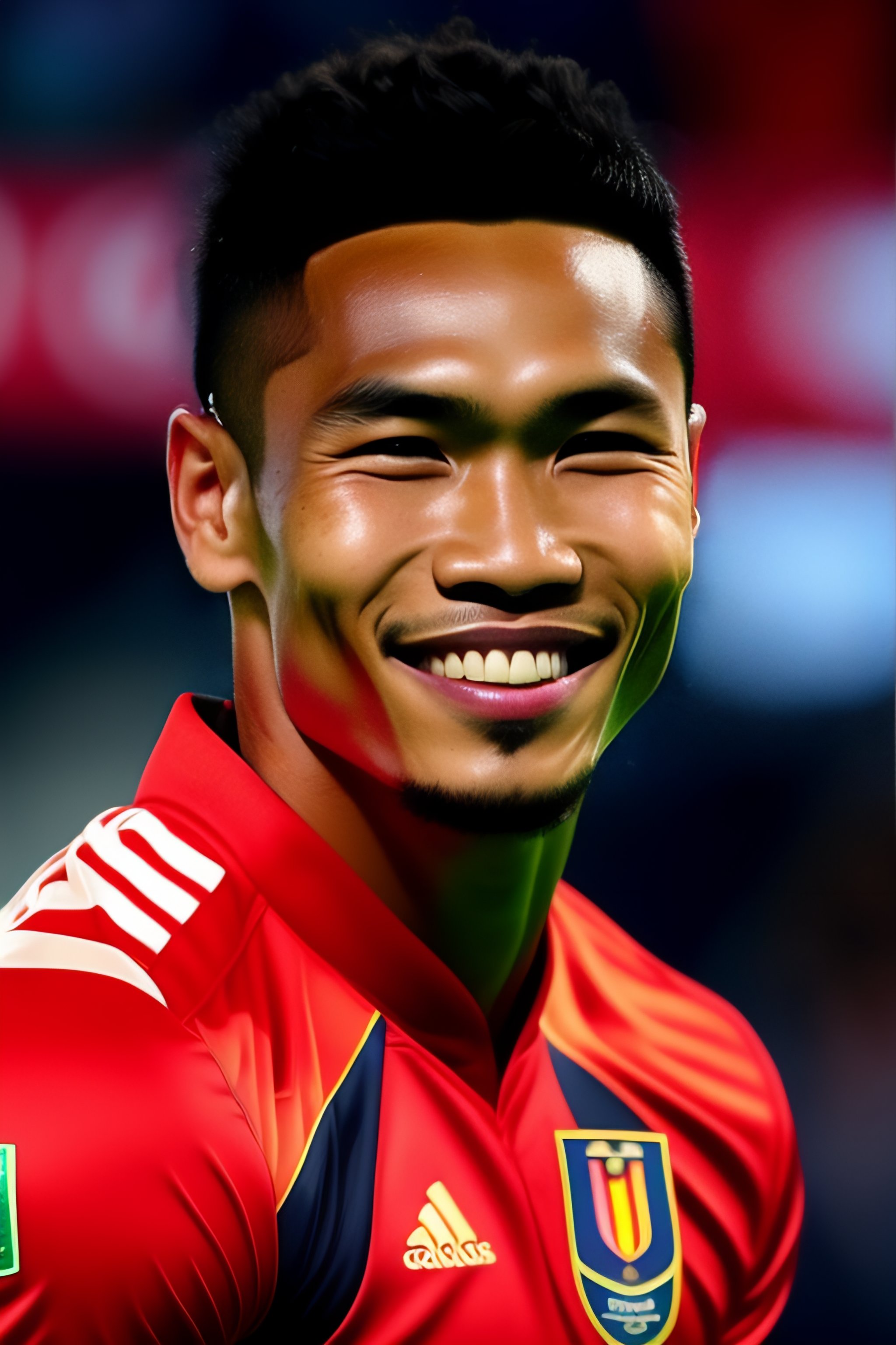 Lexica - Indonesia national football player smile at camera