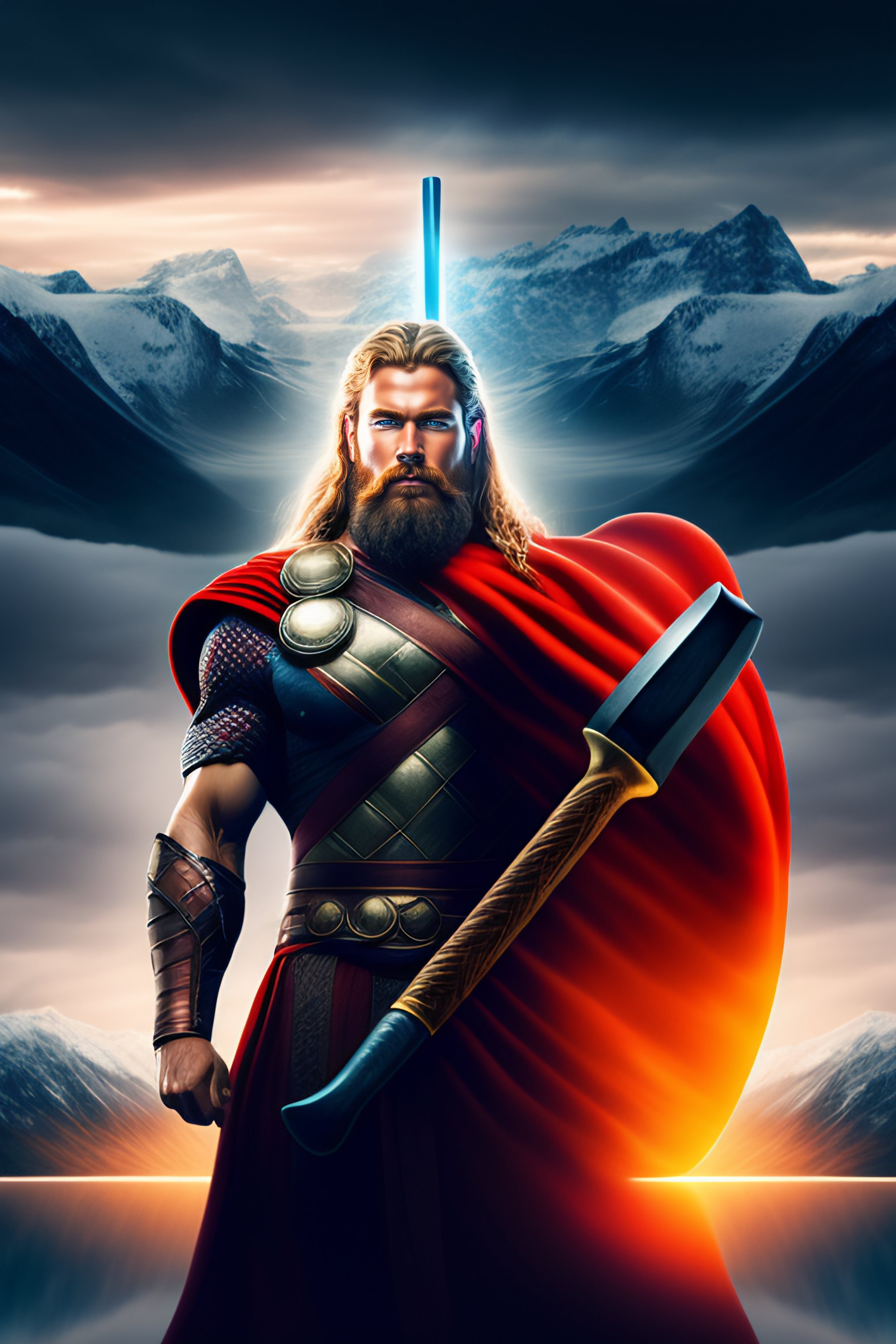 Lexica - Realistic, psychedelic image of Thor Norwegian Viking God ...