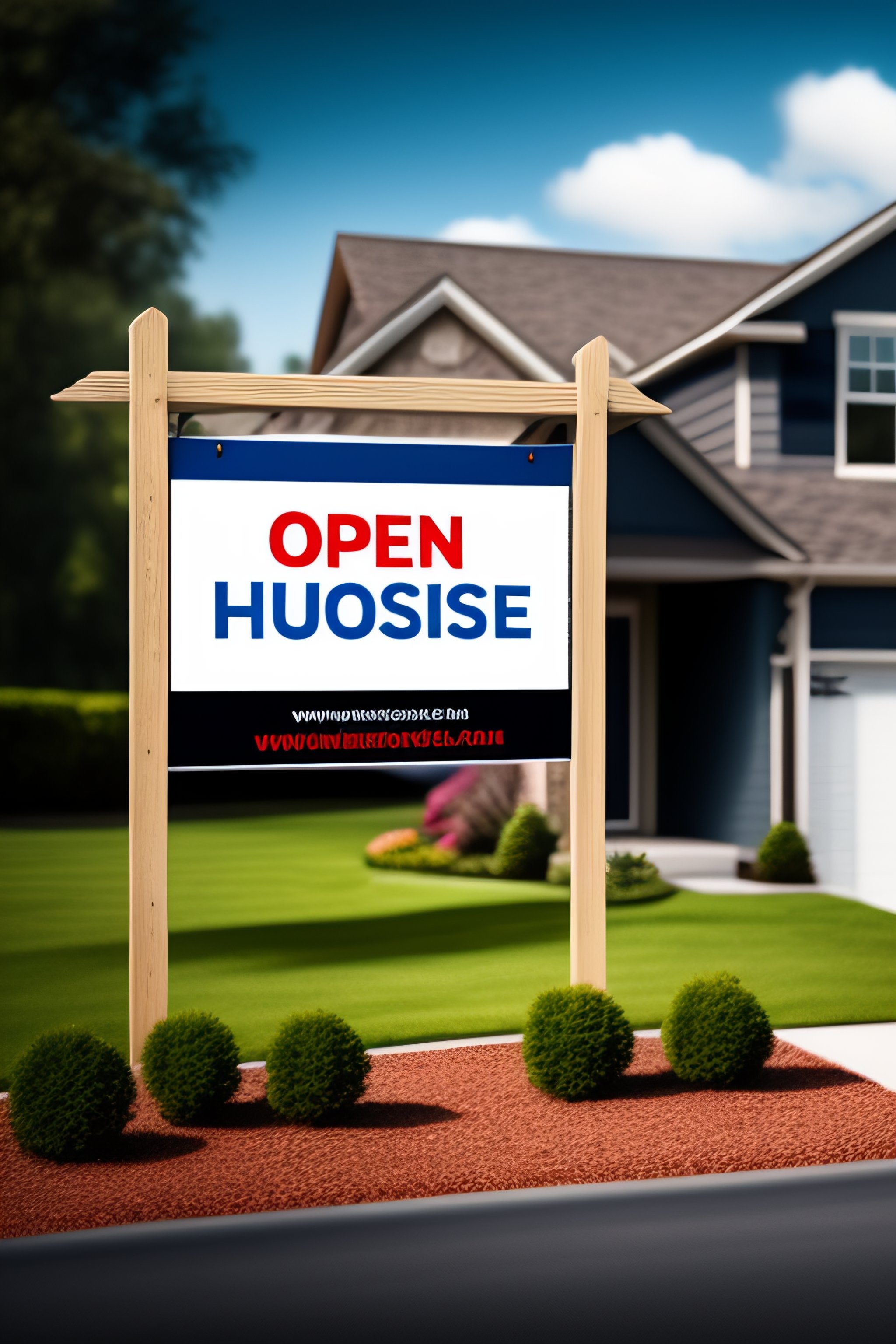 Lexica - Open house sign in front of a new house with a realtor showing ...