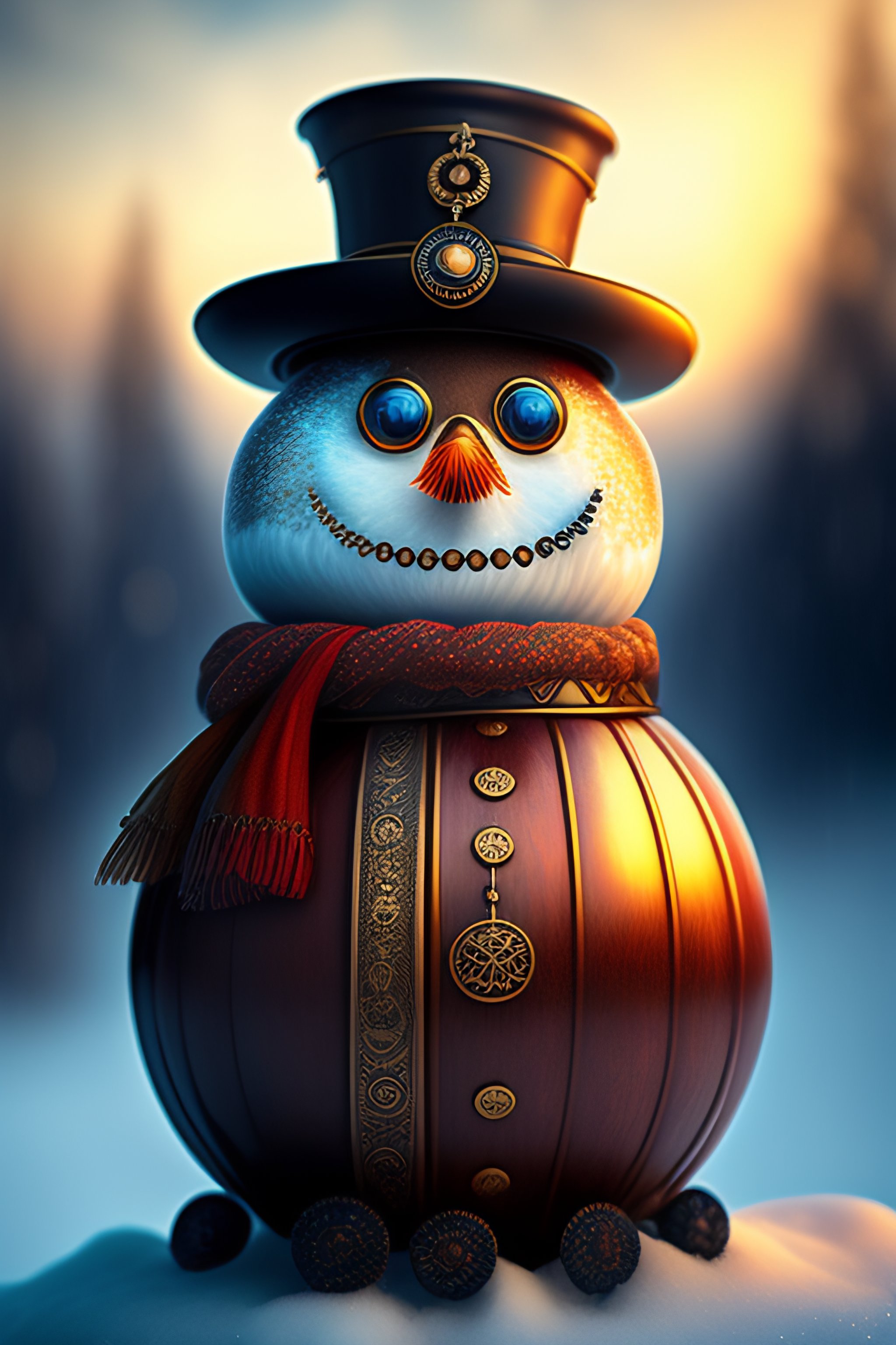 Lexica - Mysterious steampunk snowman highly detailed digital painting ...