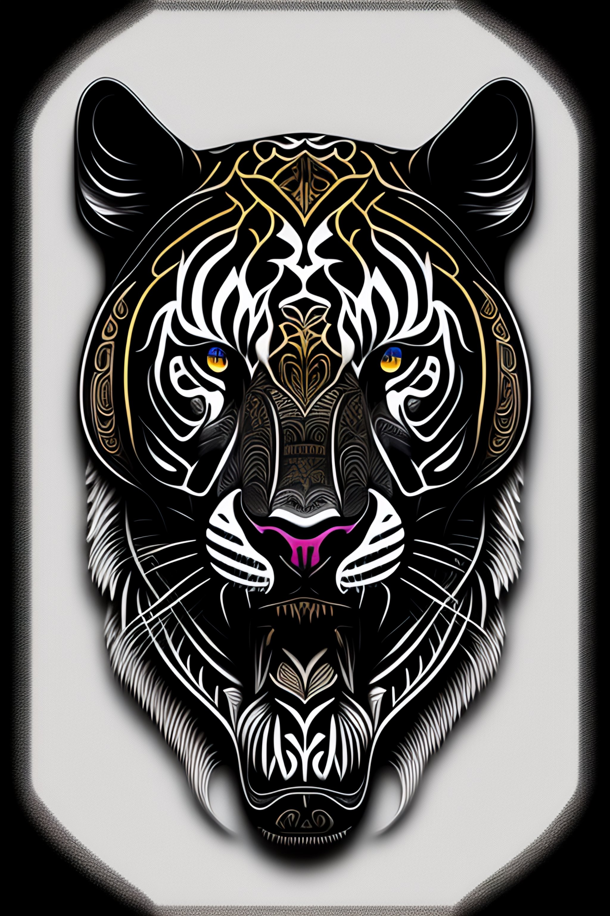 Lexica - Saber tooth tiger skull, black and white, in the style of Alex ...