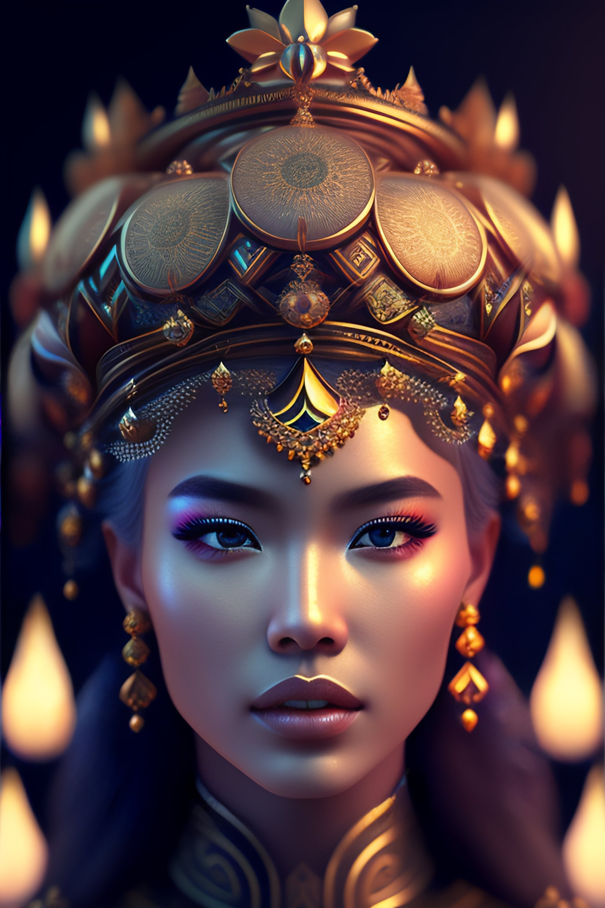 Lexica - Symmetrical, centered, goddess close-up portrait wigh crown ...