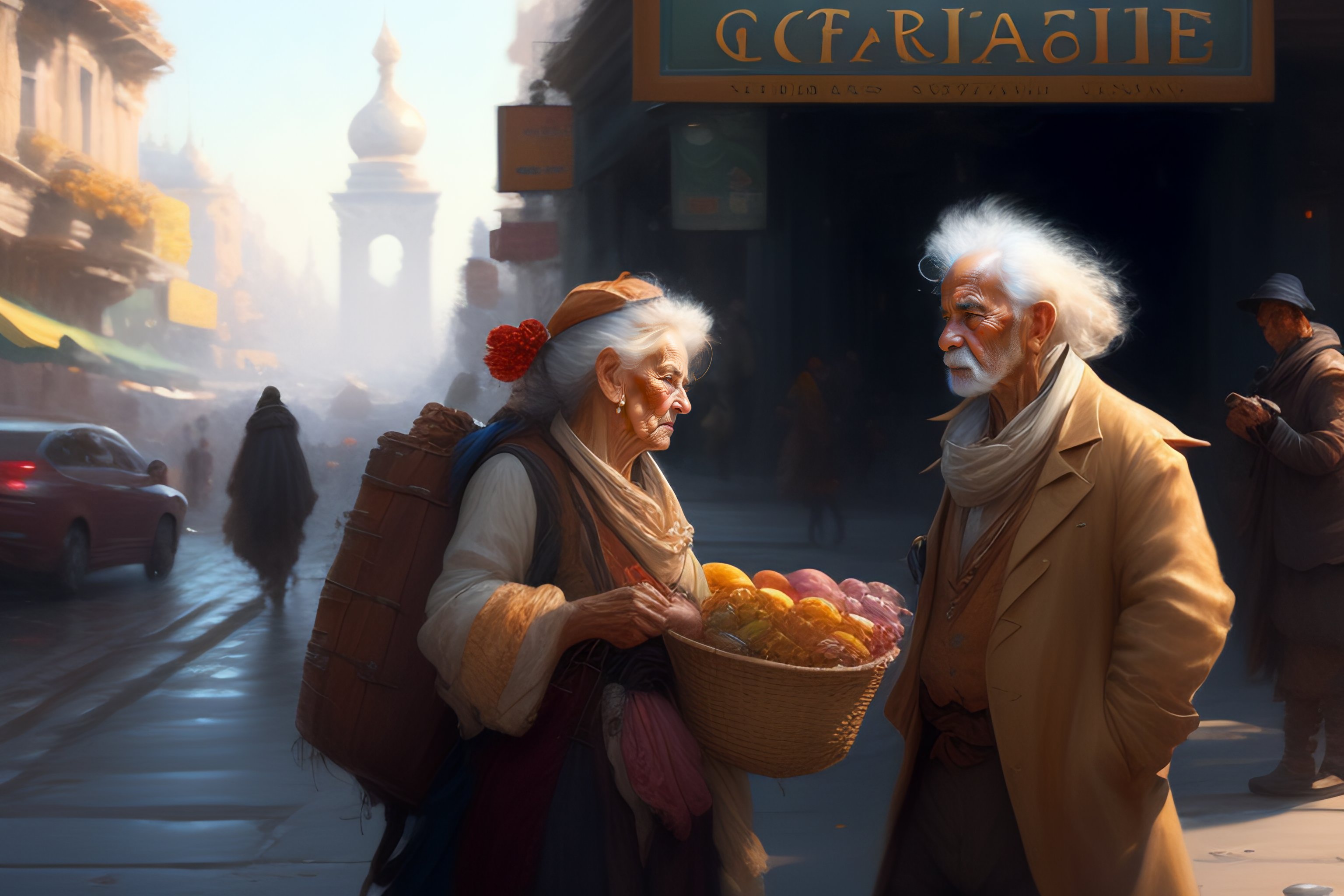 Lexica - Street vendors with shabby clothes, old wrinkled austere faces ...