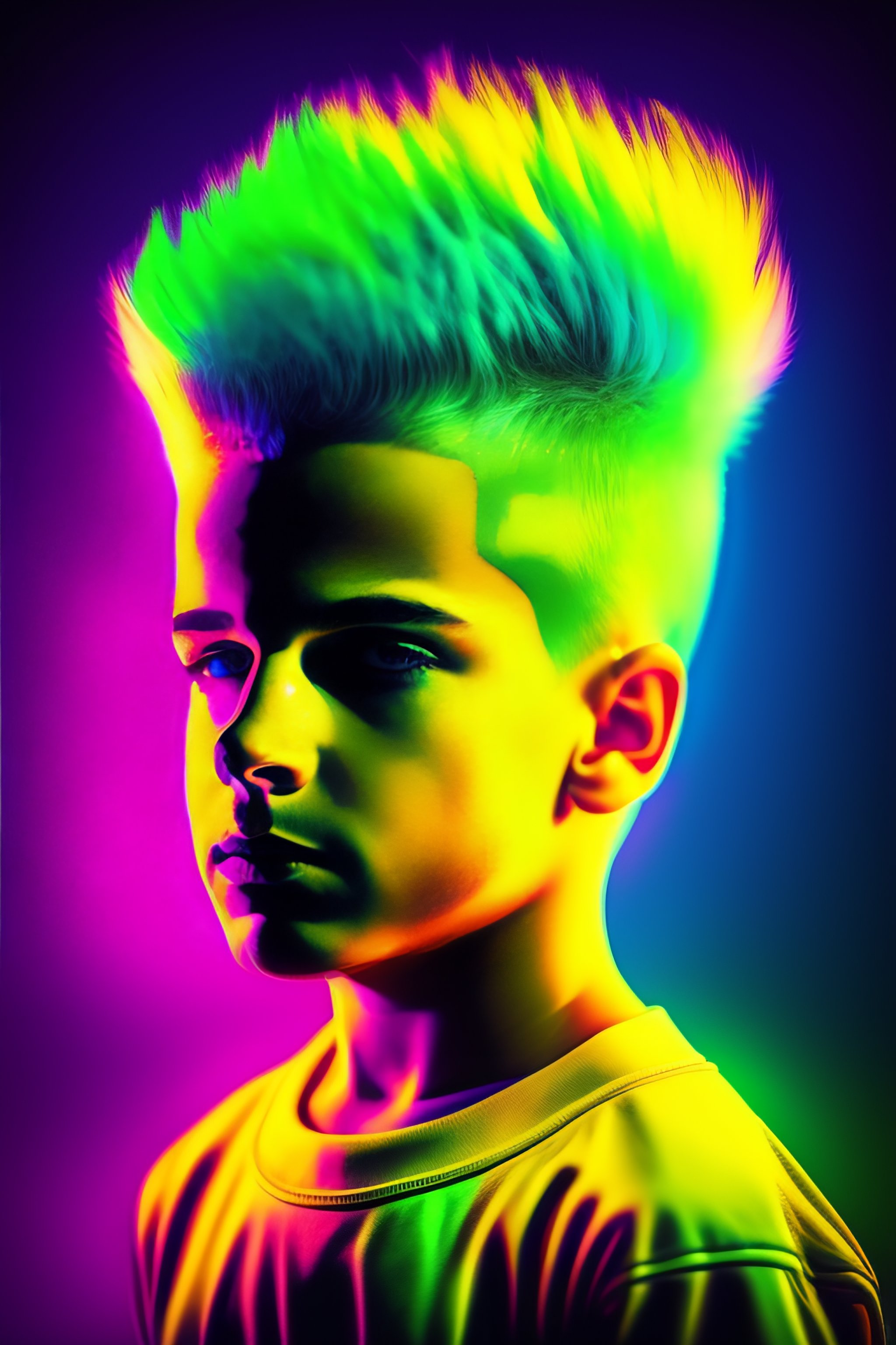 Lexica - Synthwave Portrait of Bart Simpson. Neon lights
