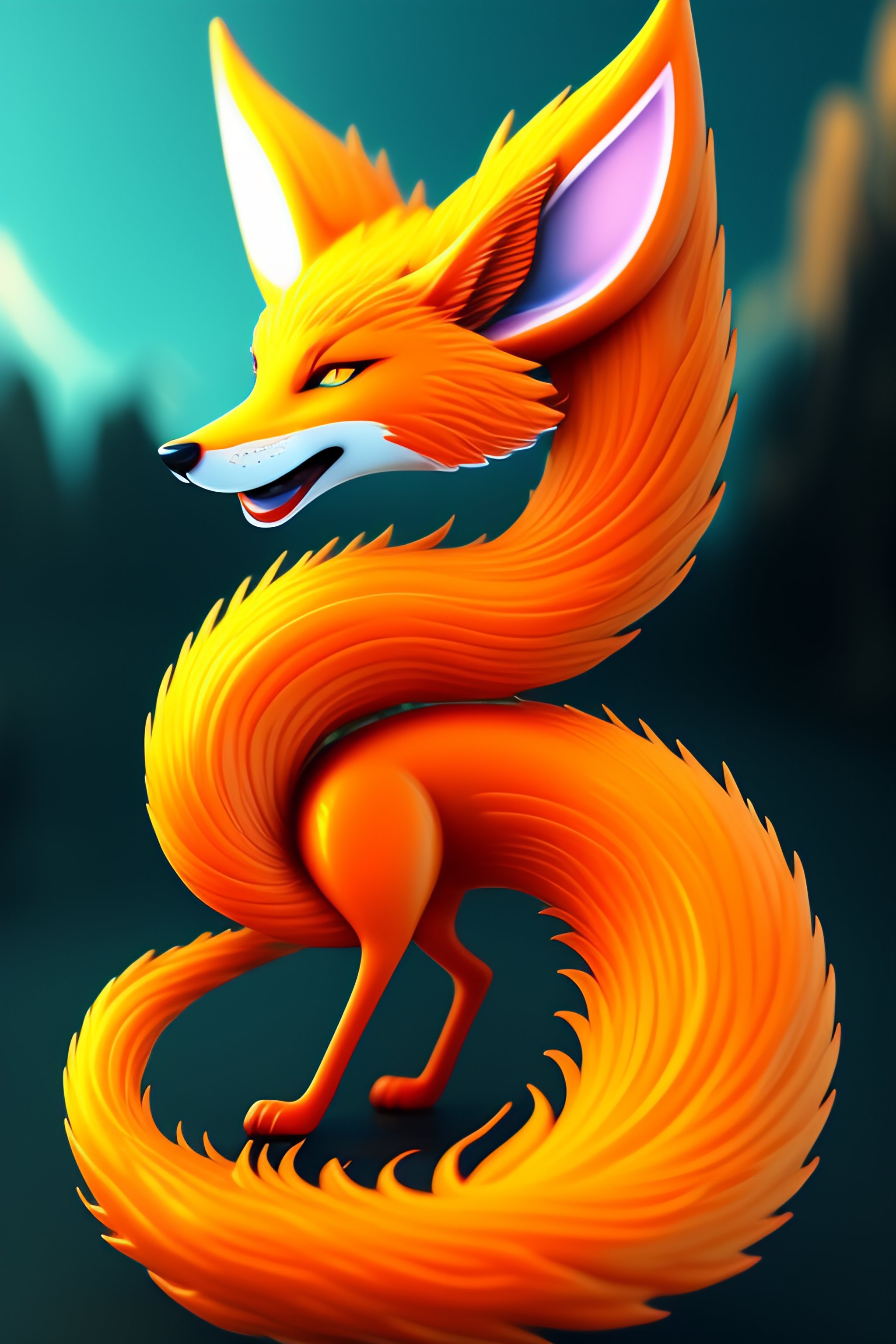 Lexica - Nine tailed fox with sprite aura
