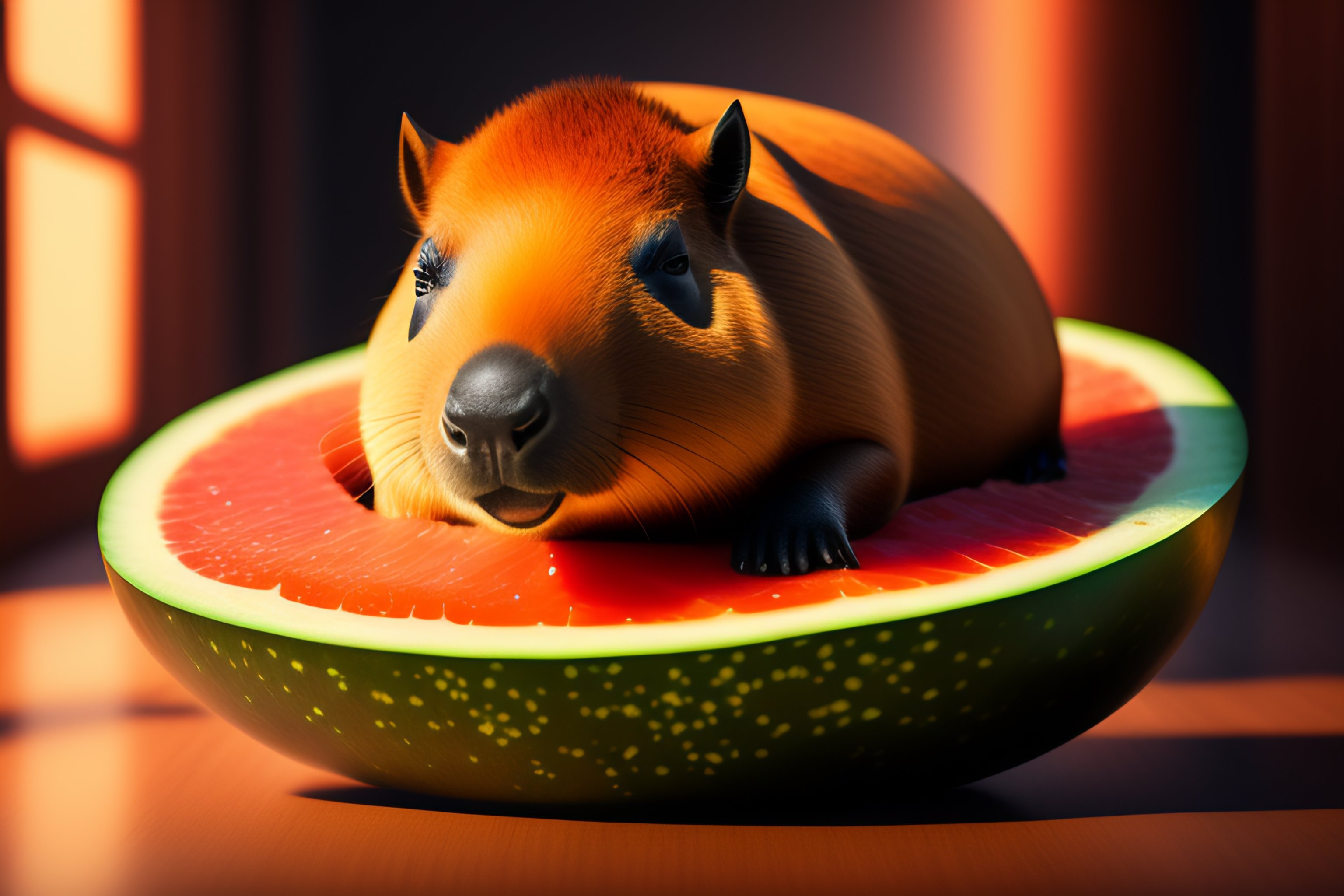 Lexica - A capybara floating in the oceon resting its head on a ...