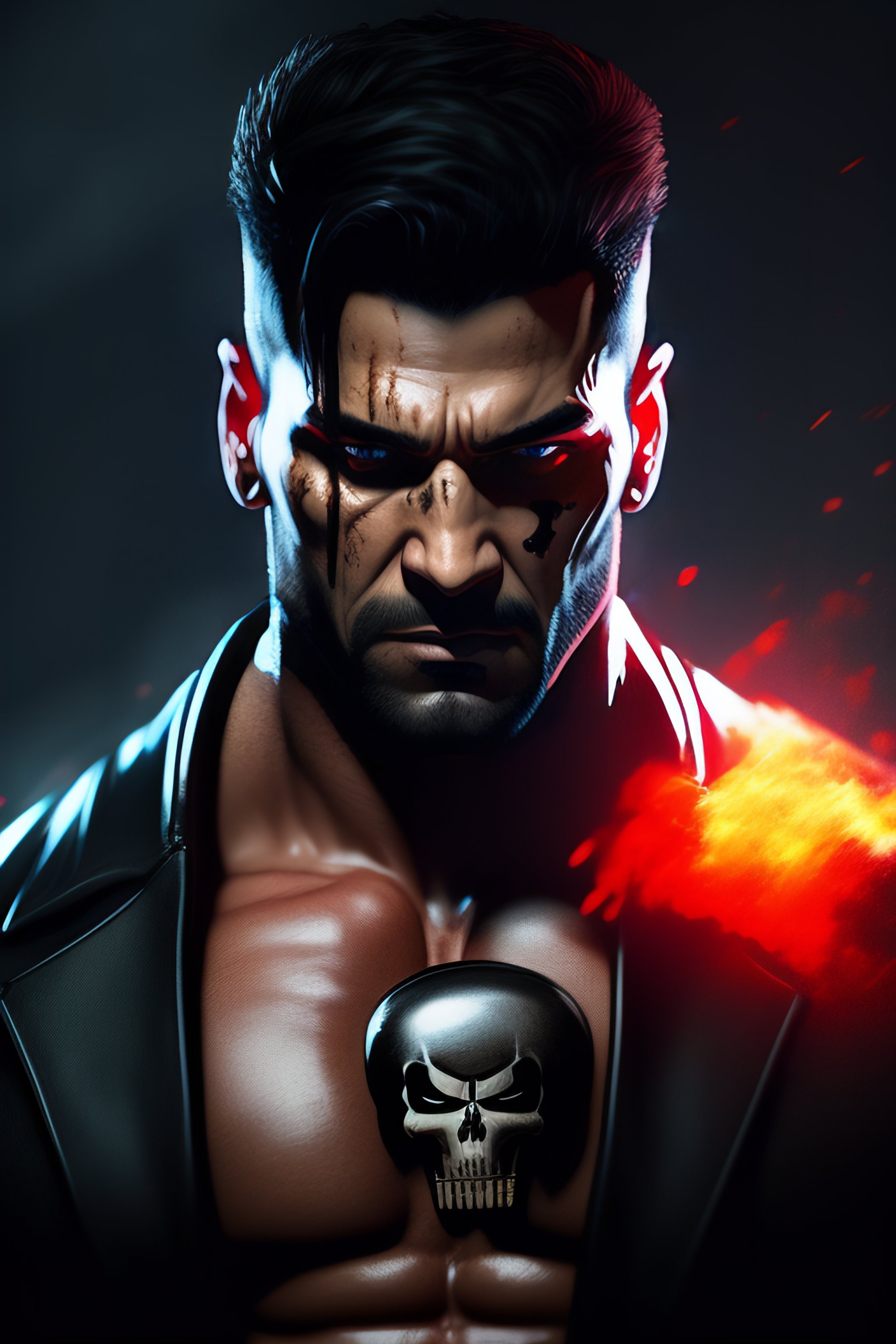 Lexica - Beaten punisher frank castle as zombie wuth big skull on chest ...