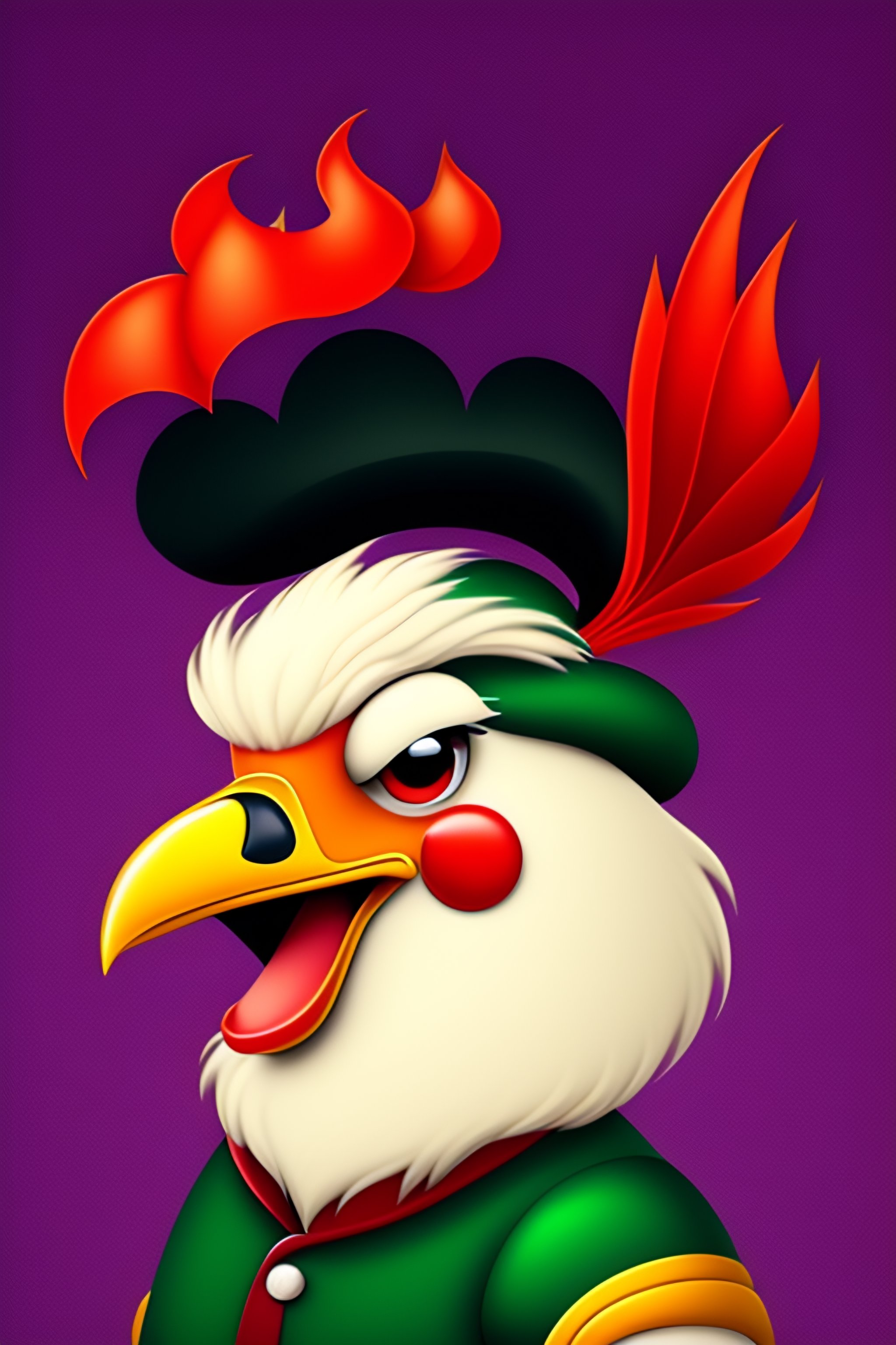 Lexica - A cartoon rooster as a podcast host