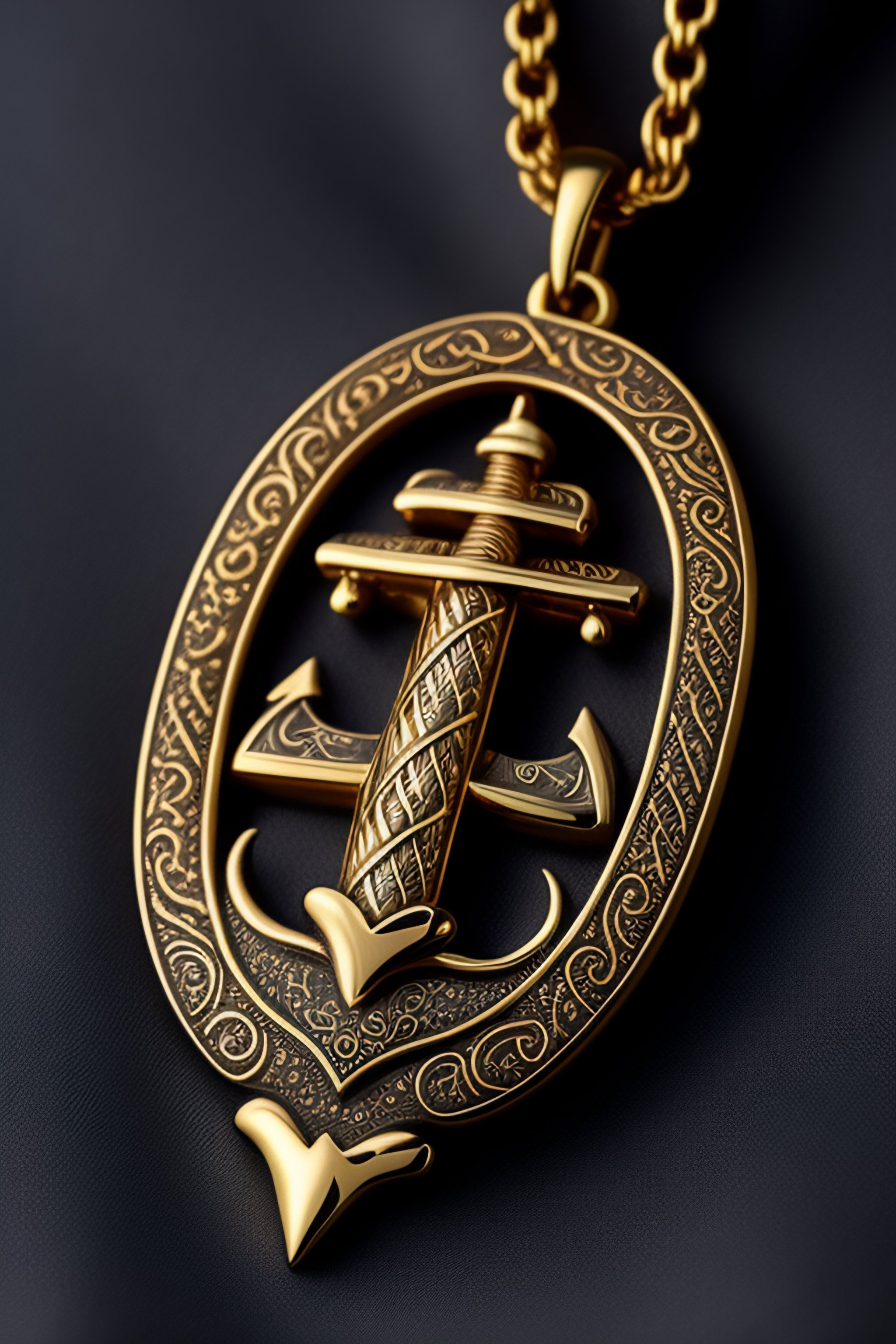 Lexica - An iron amulet hand engraved with an anchor wrapped in a ...