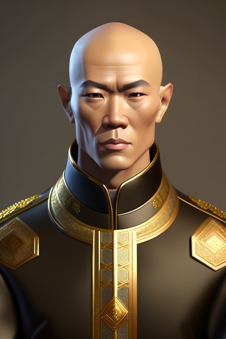 Lexica - Chinese walter White bald with a Classic black silk Tang suit ...