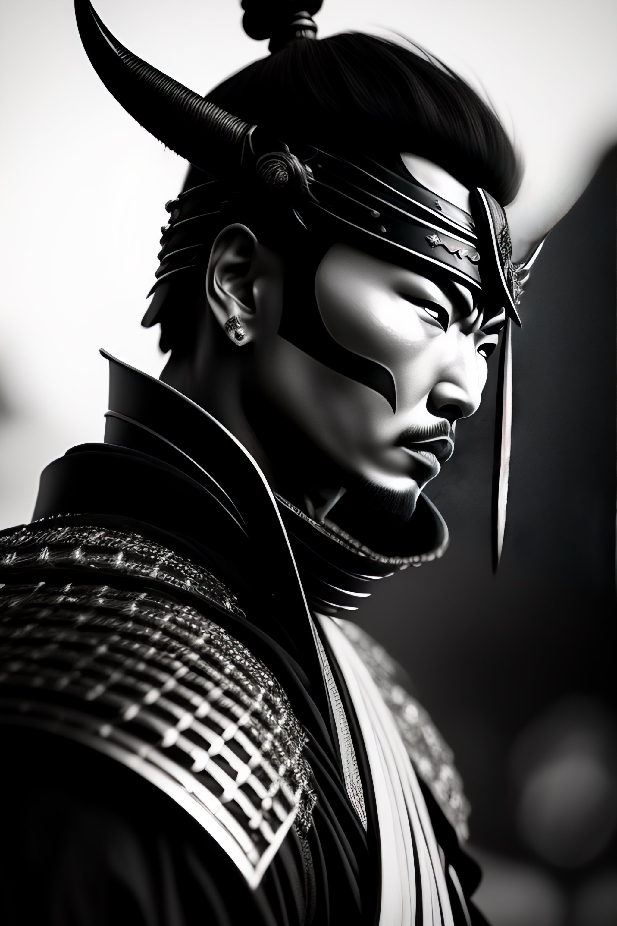 Lexica - Demon samurai black and white