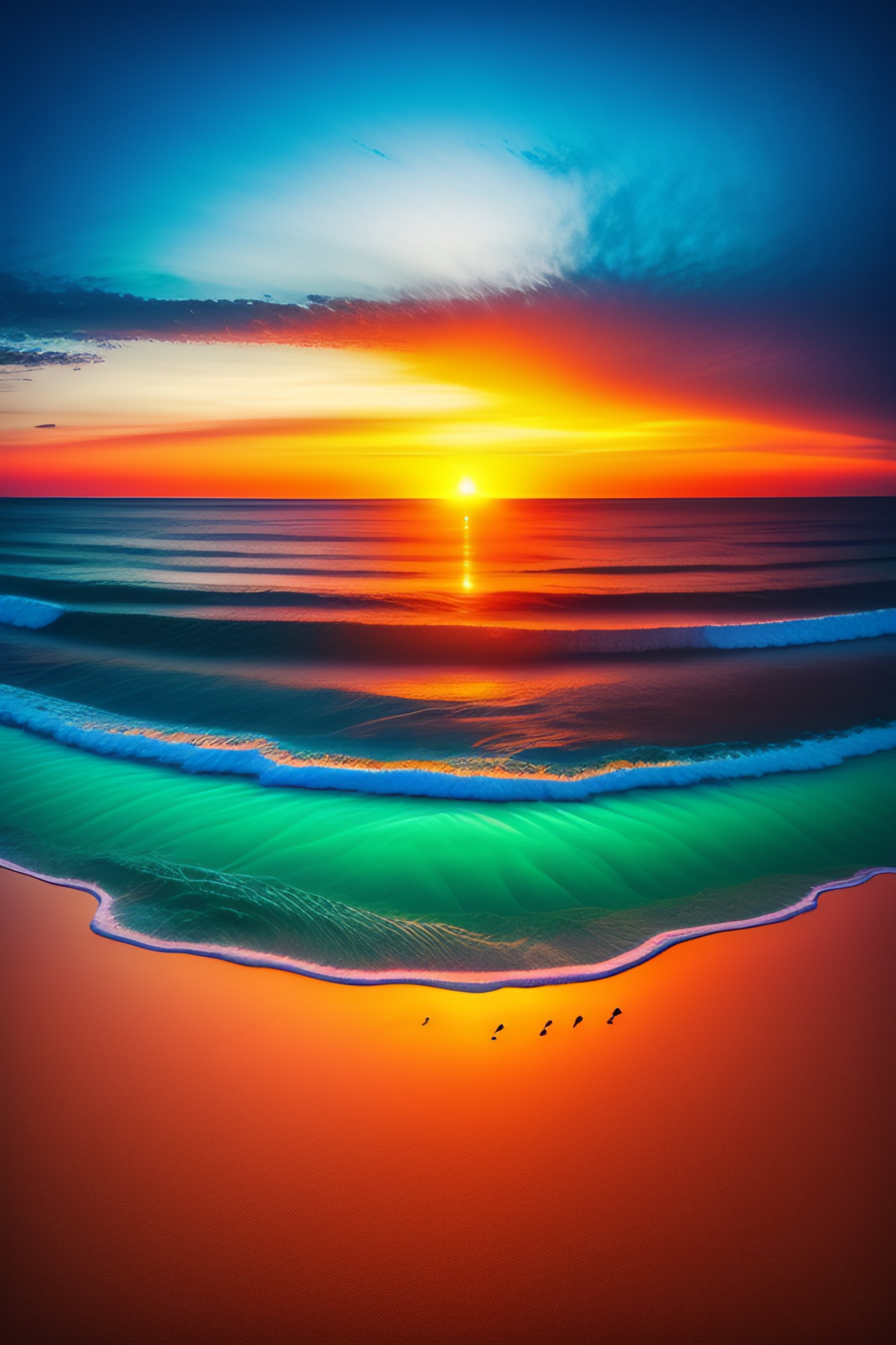 Lexica - Awsome photo of a sunset at vibrant ocean, photography ...