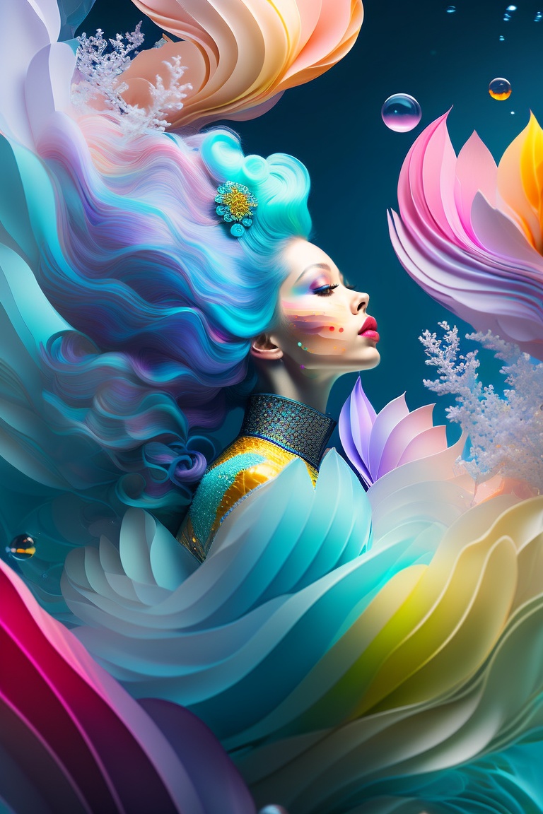 Lexica - Dynamic underwater ink art by Alberto Seveso of a young woman ...