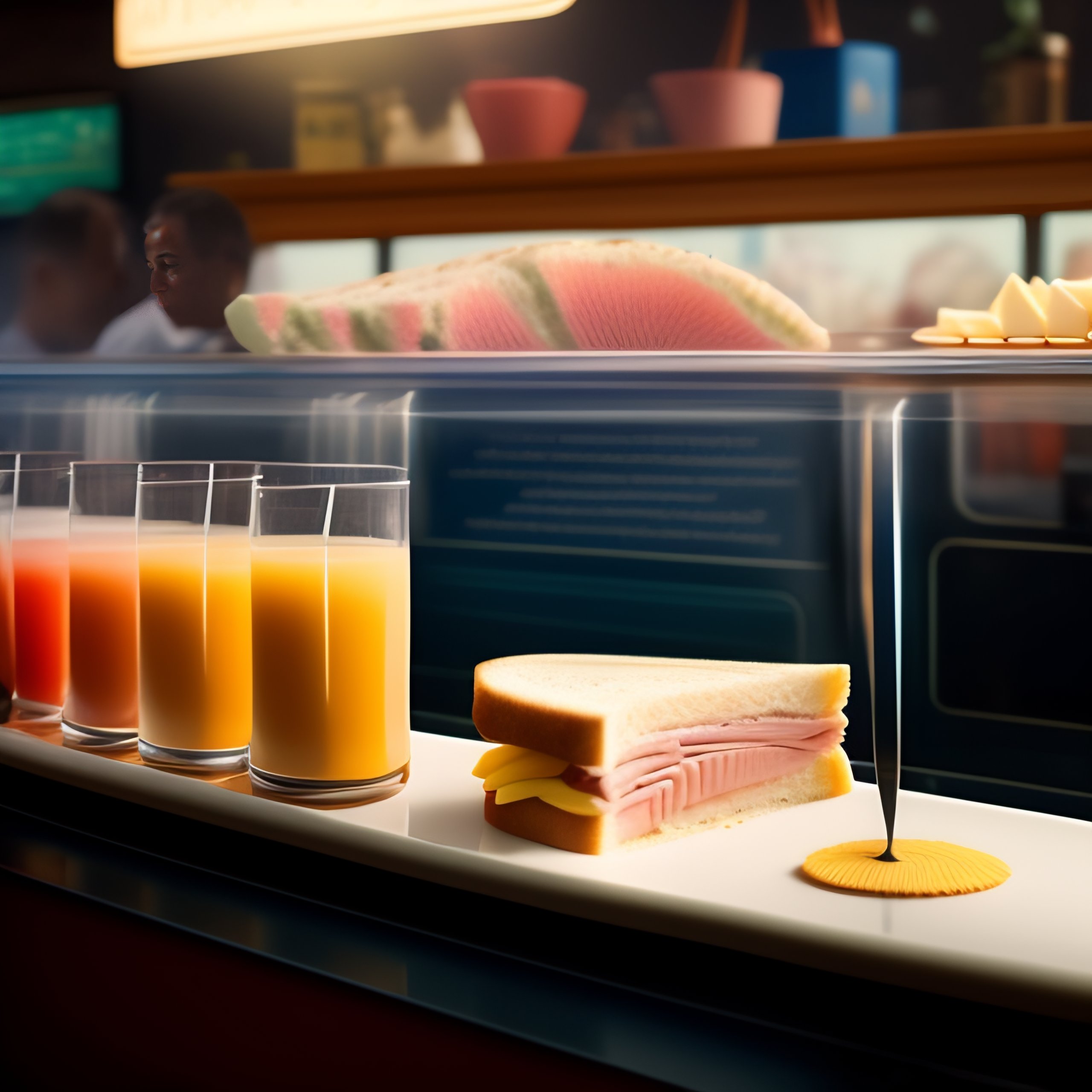 Lexica - A realistic view inside of a sandwich shop with a server ...