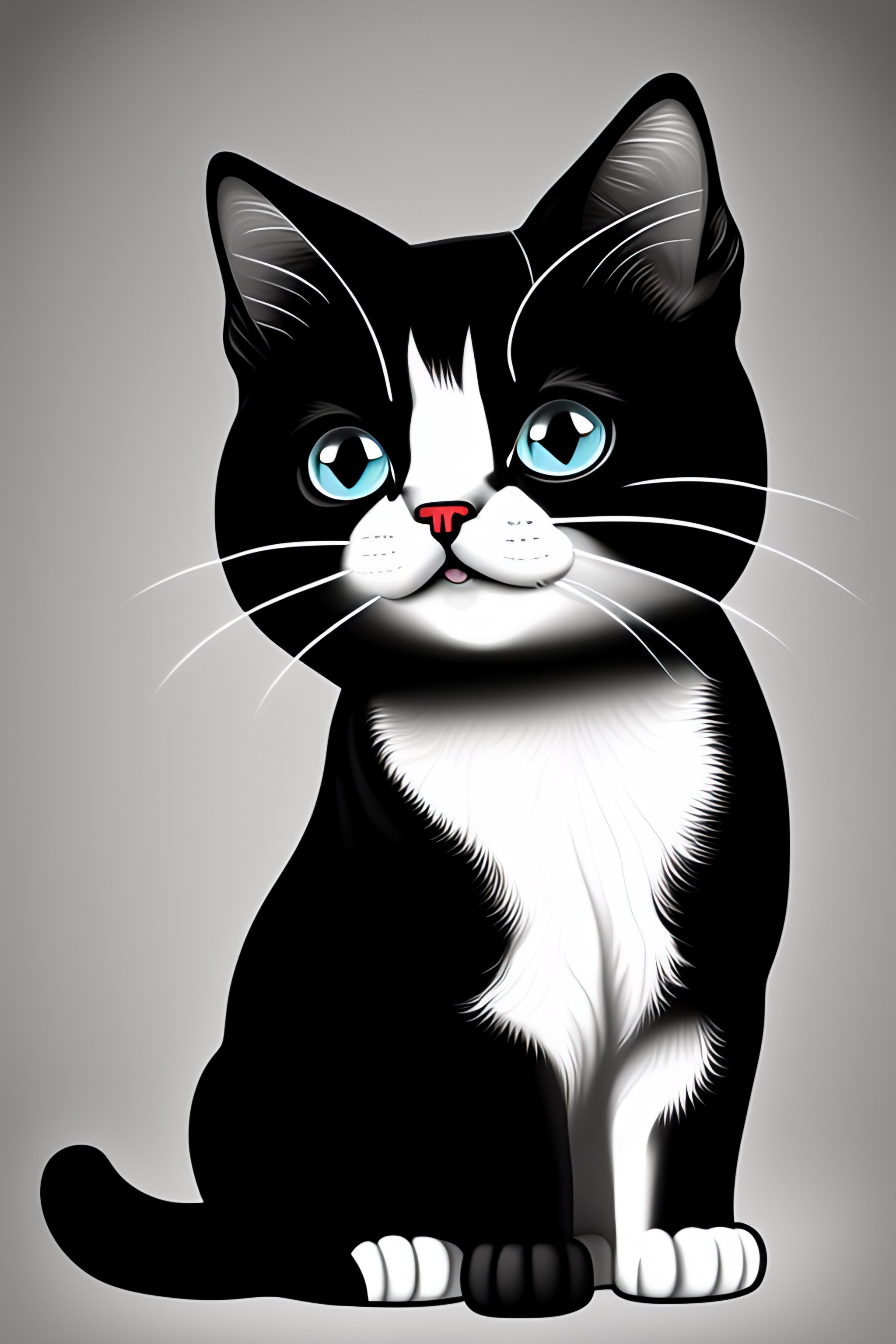 Lexica - Simple cartoon happy cat black and white