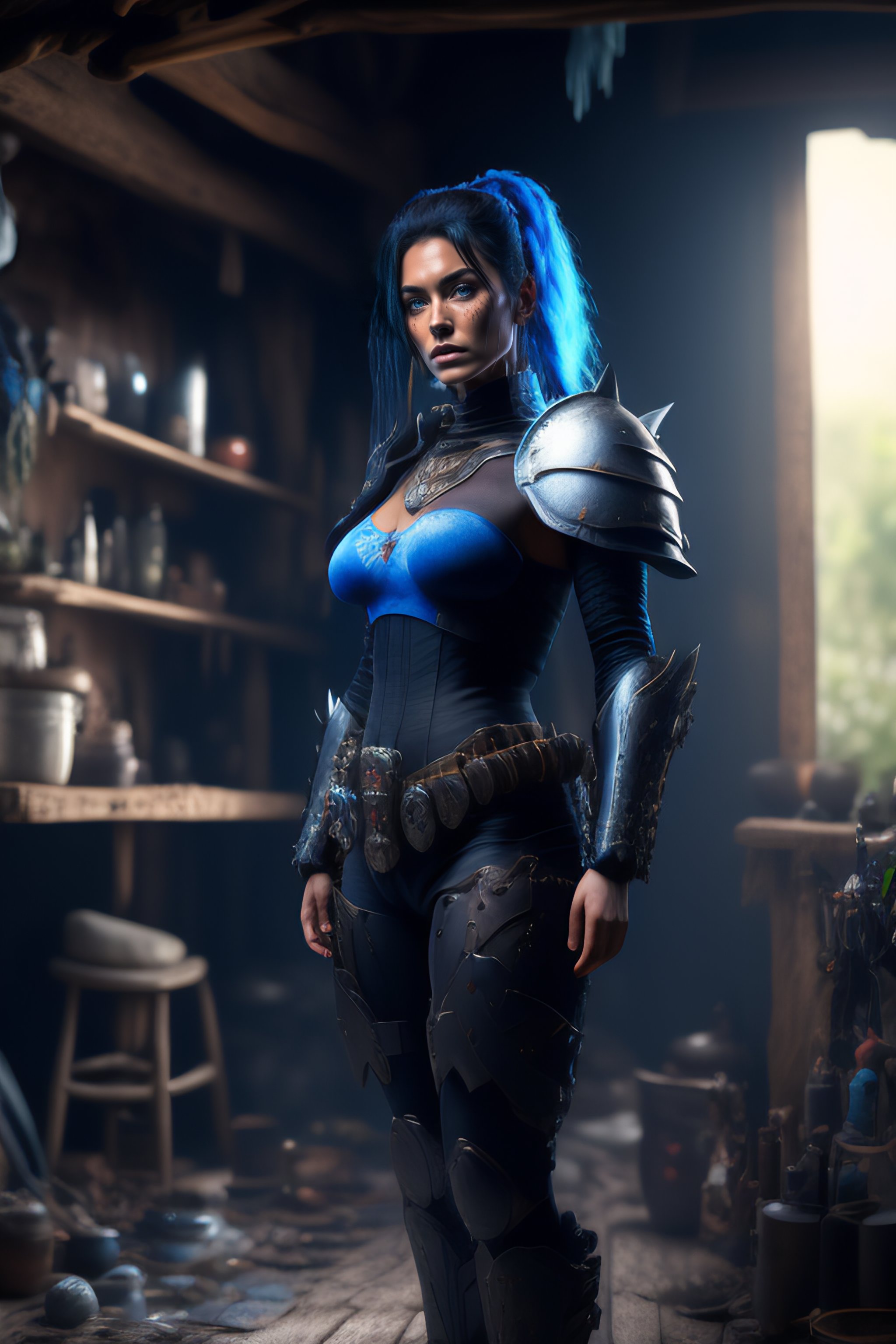 Lexica - Dark and gloomy full body 8k unity render, female cyborg, Blue ...