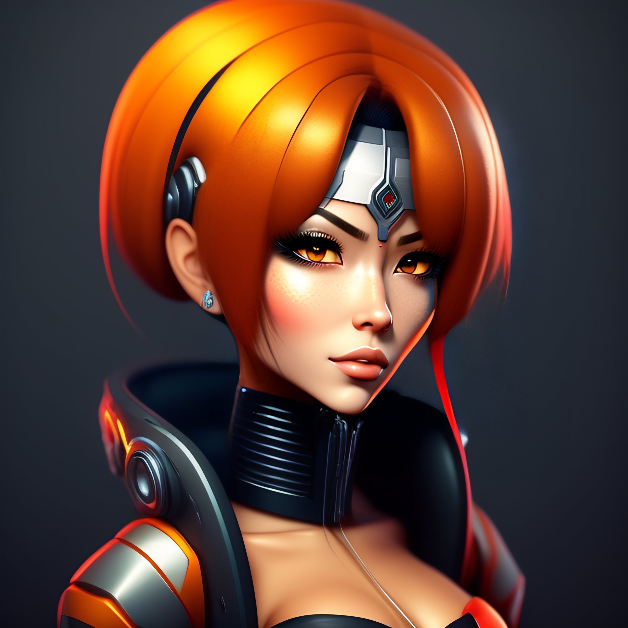 Lexica - 2D character cyborg cartoon style