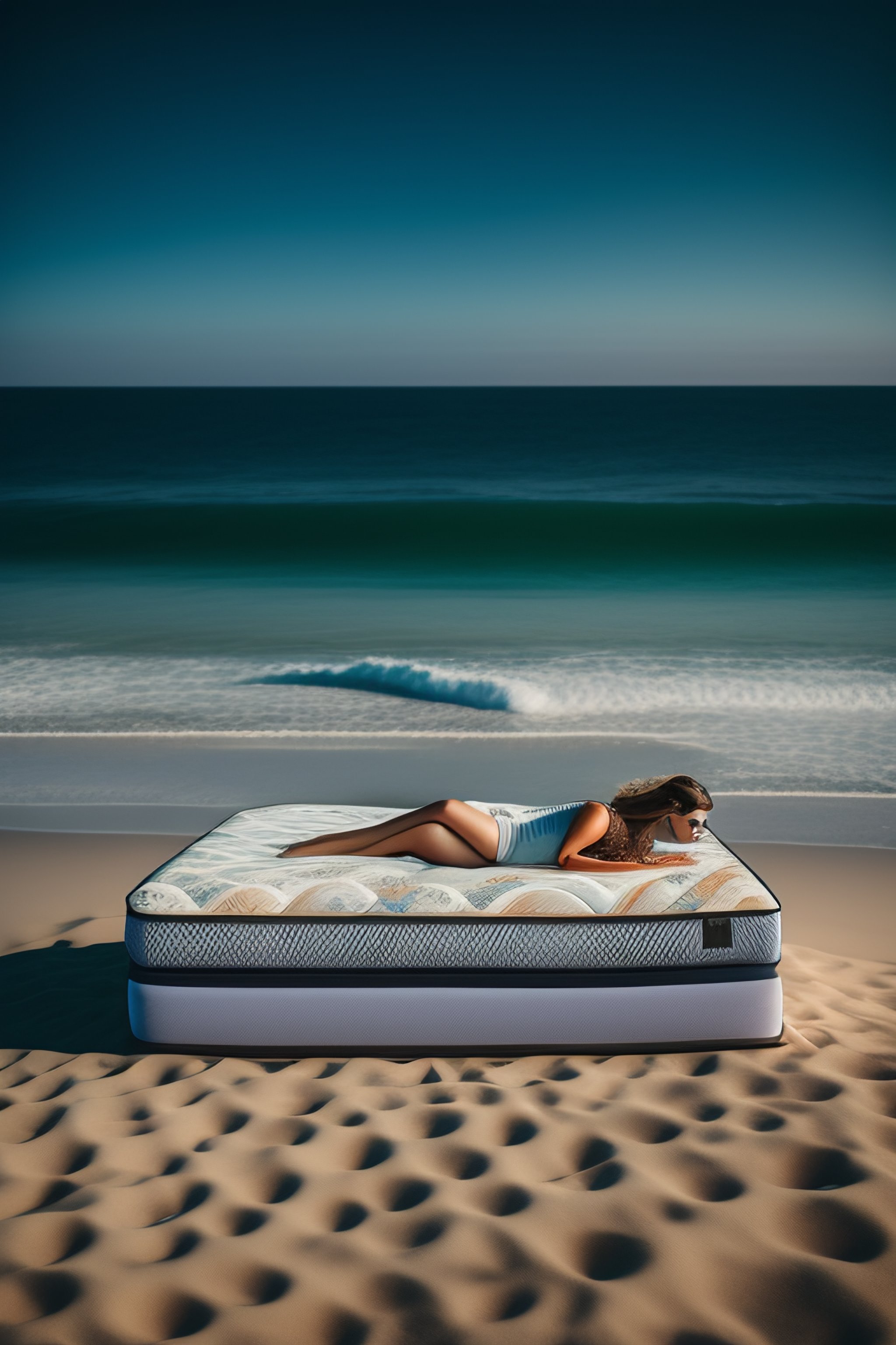 Lexica - Portrait of myself on a mattress in the sea