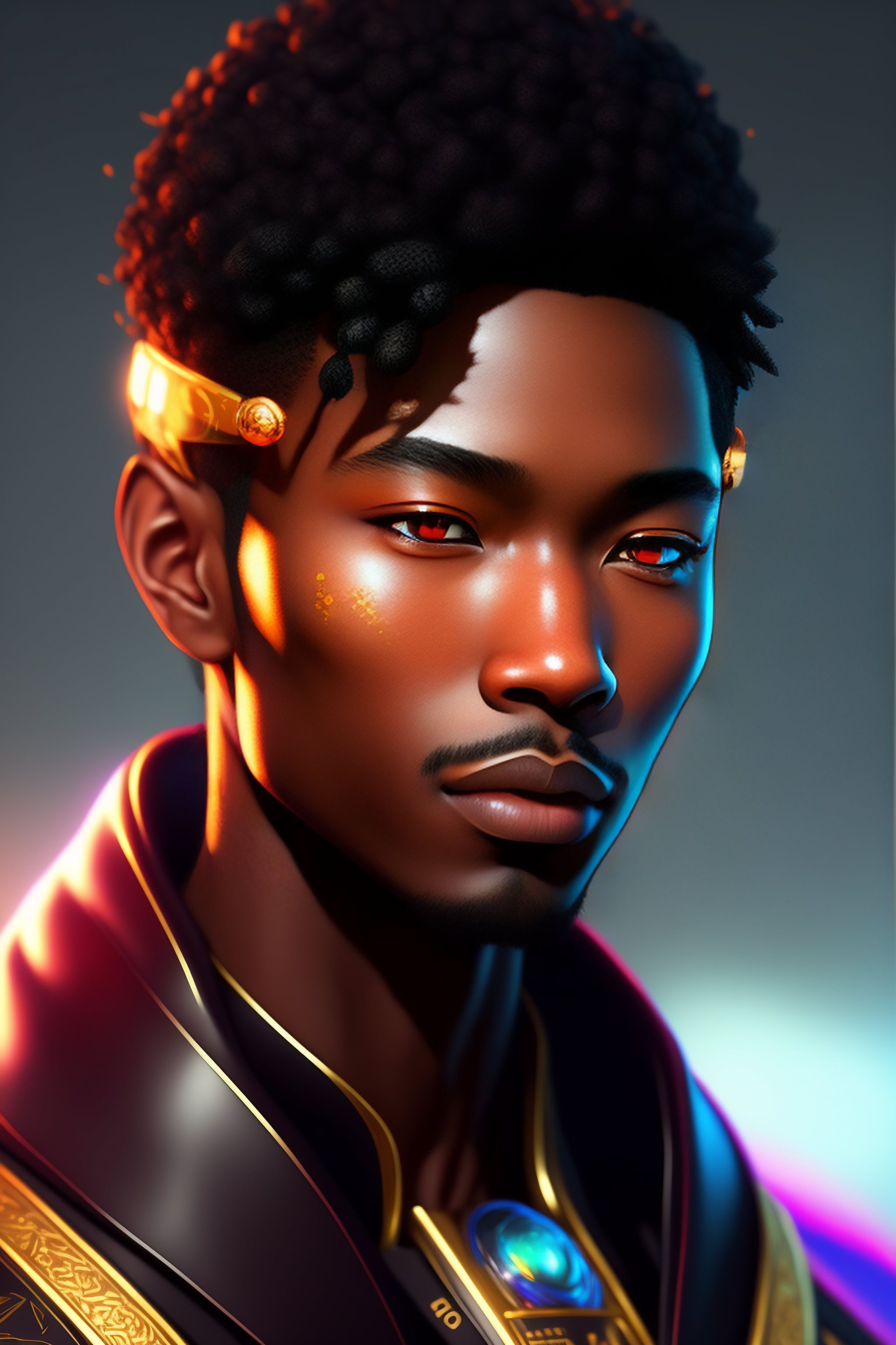 Lexica - Portrait of a dark-skinned male god with glowing golden eyes ...