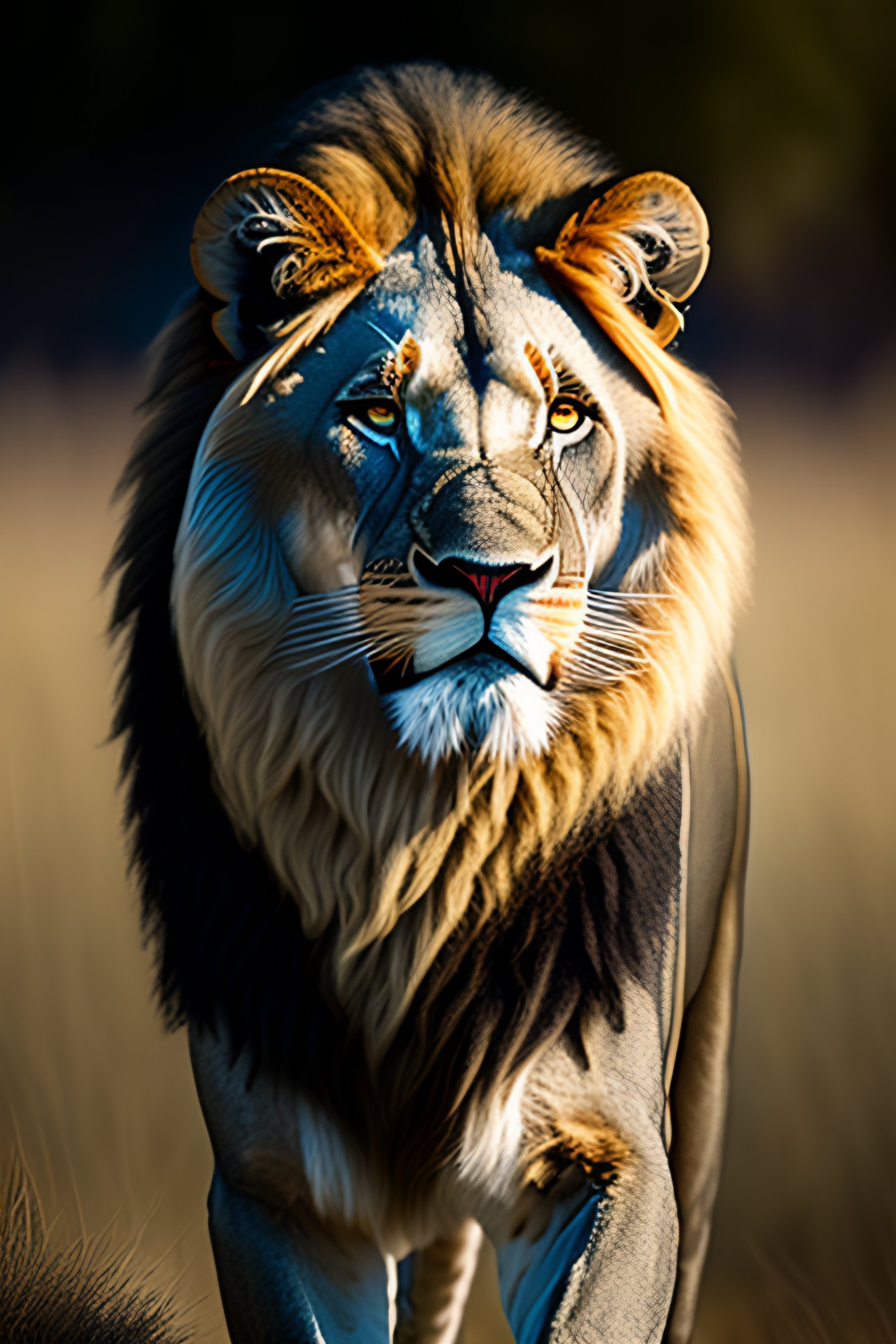 Lexica - Portrait of a completely gray male lion