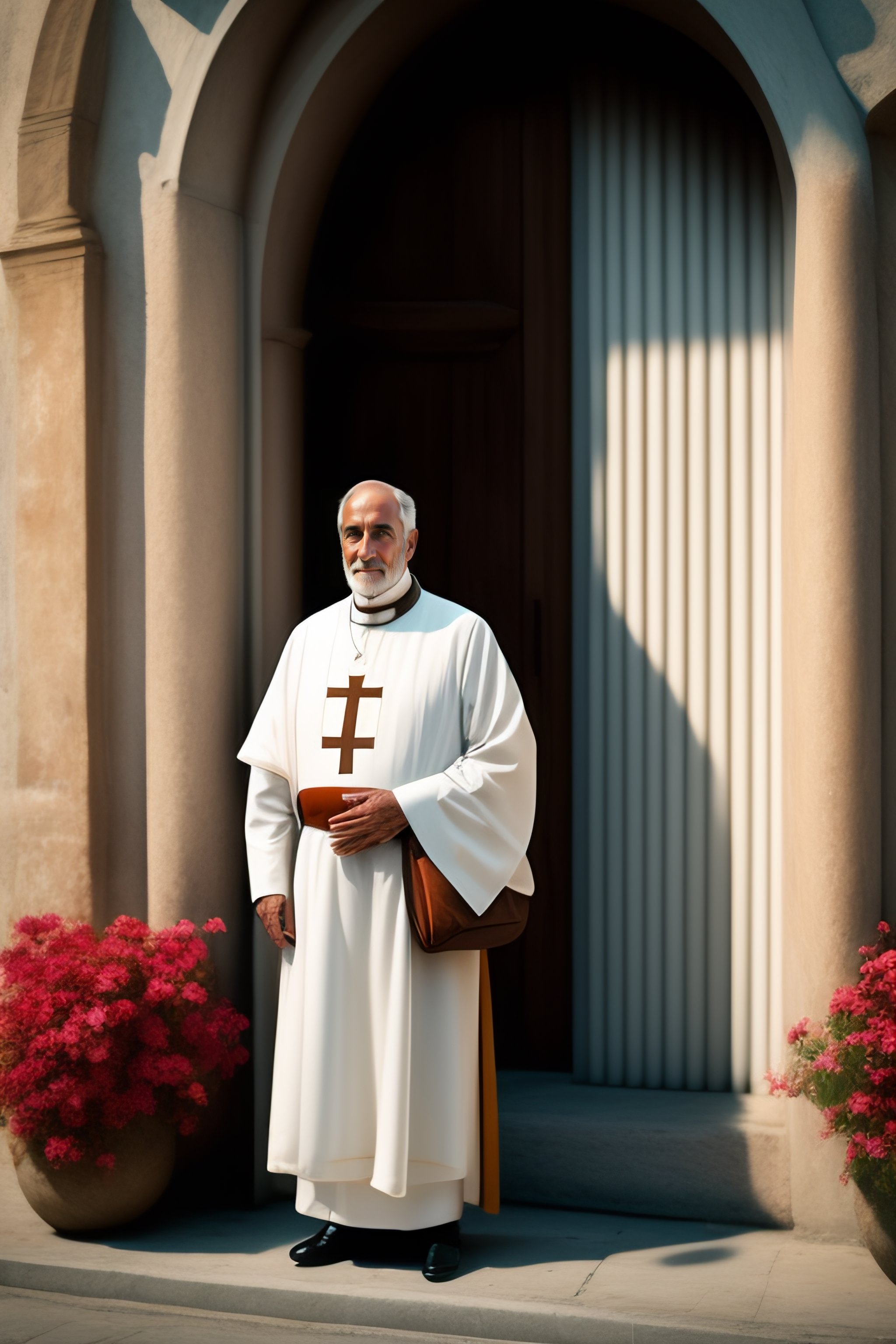 Lexica - Italian priest with short brown hair. Calm. white tunic. With ...