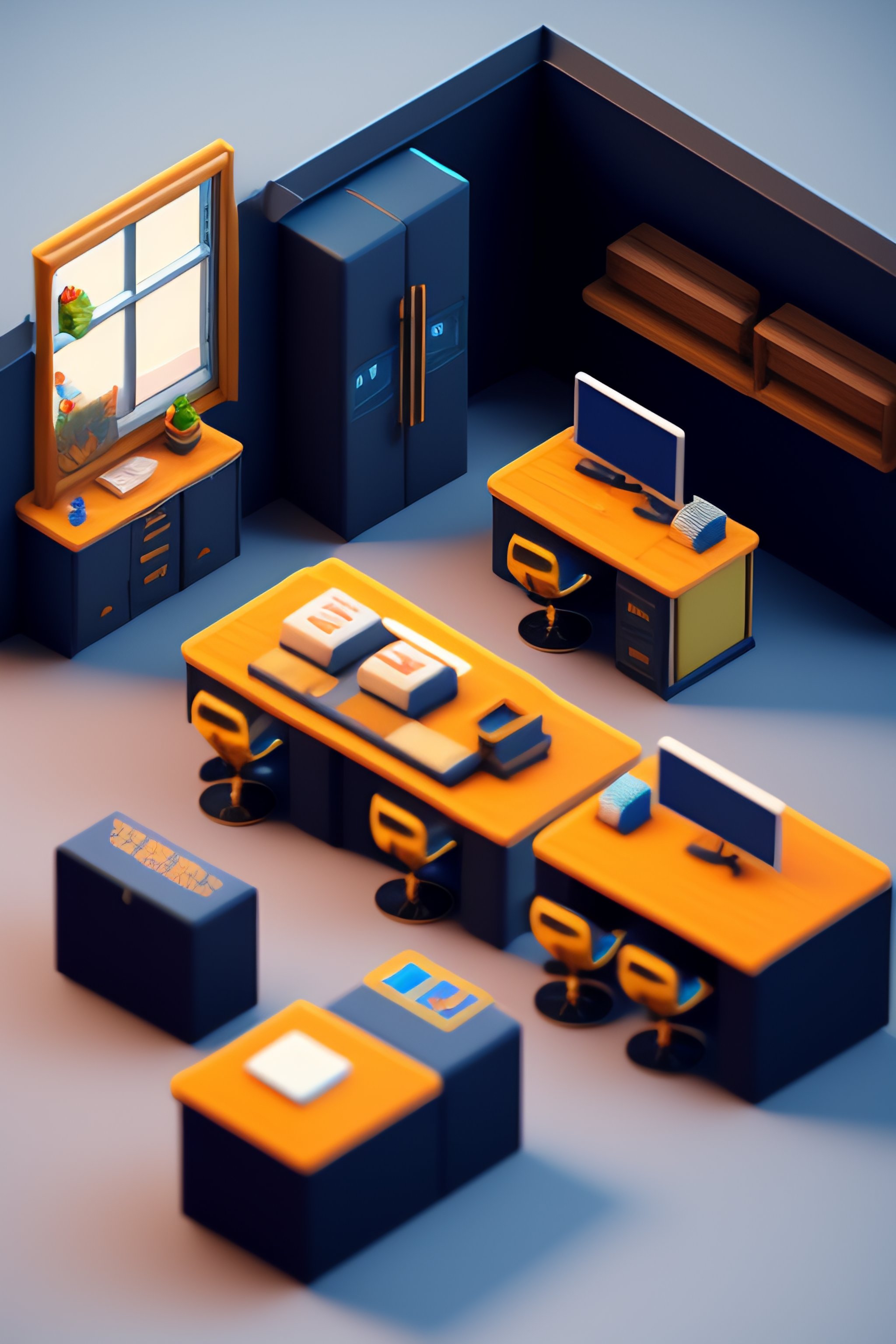 Lexica - Detailed isometric classroom, with desks, pixel art, unreal ...