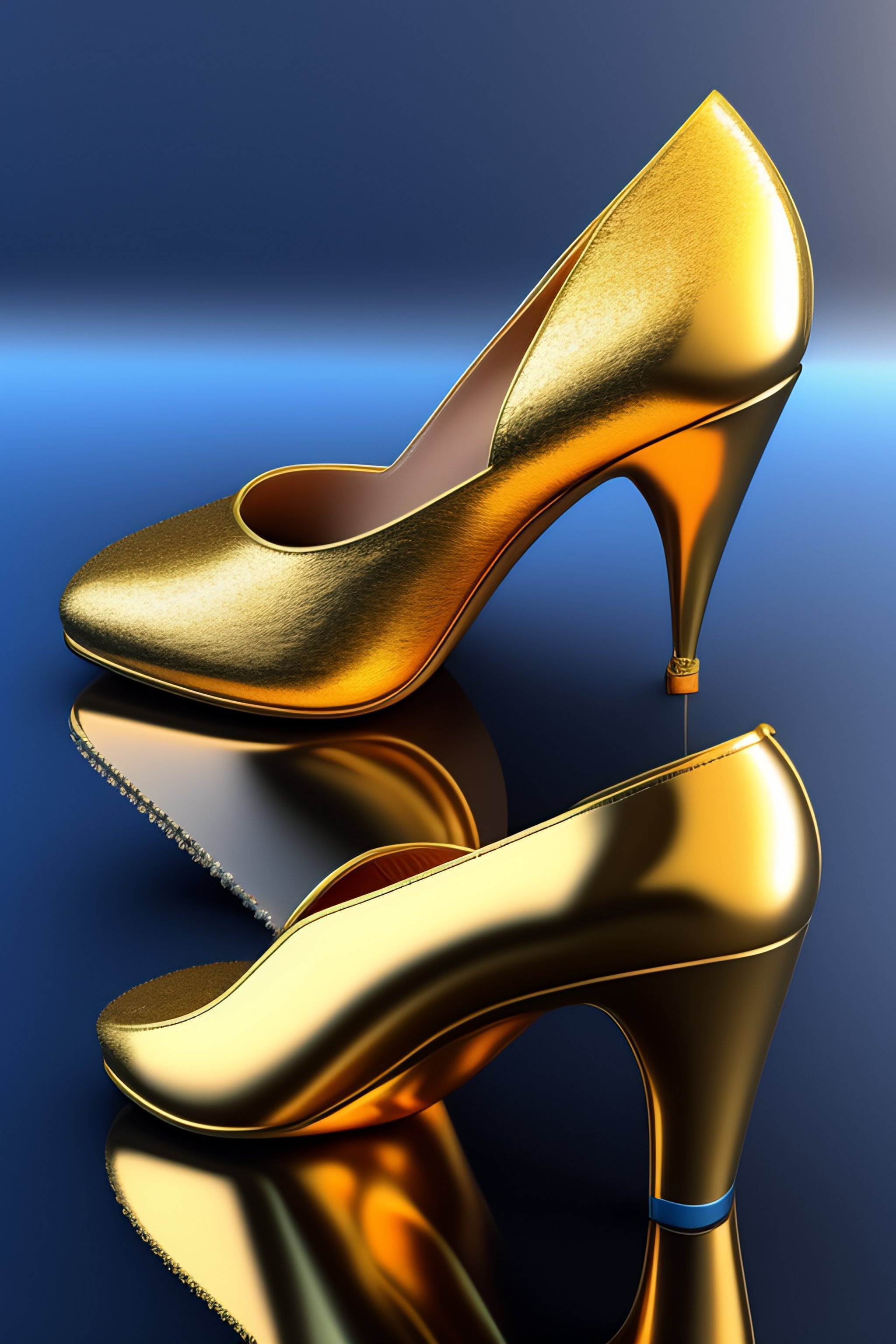 Lexica - Sandals hight heels, color blu and gold soles, futuristic ...