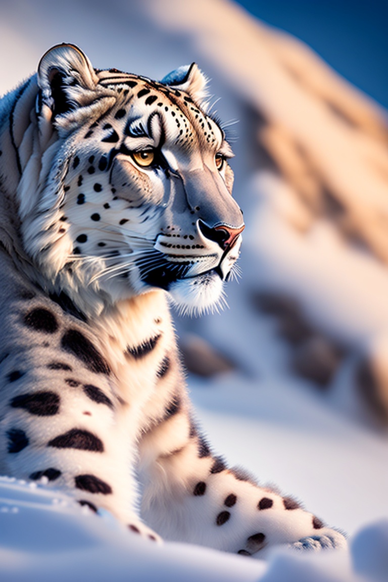 Lexica - A close-up shot of a snow leopard, its fur covered with frost ...