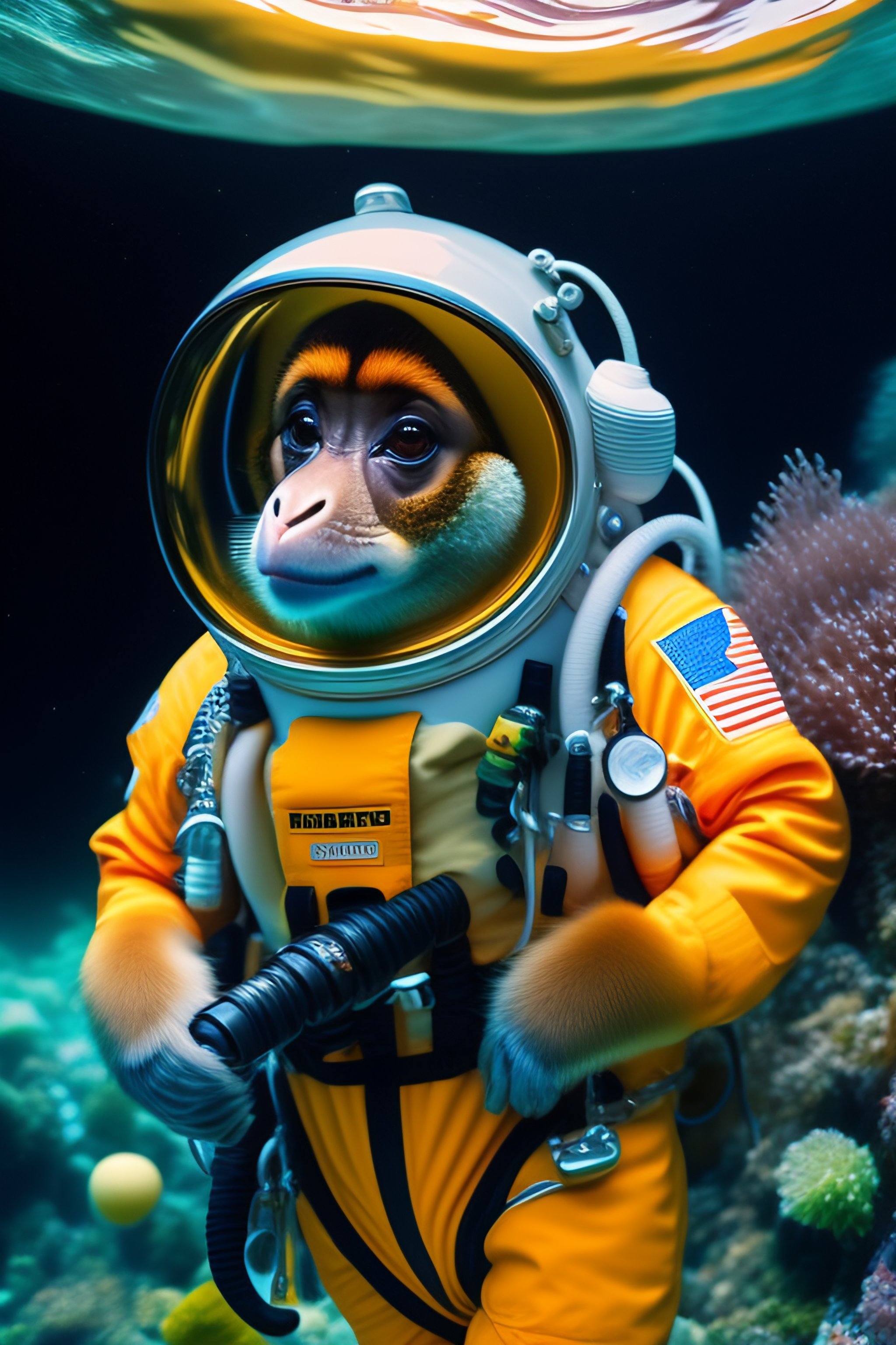 Lexica - Mushroom kangaroo monkey spacesuit scuba diving ocean 1970 spy gun