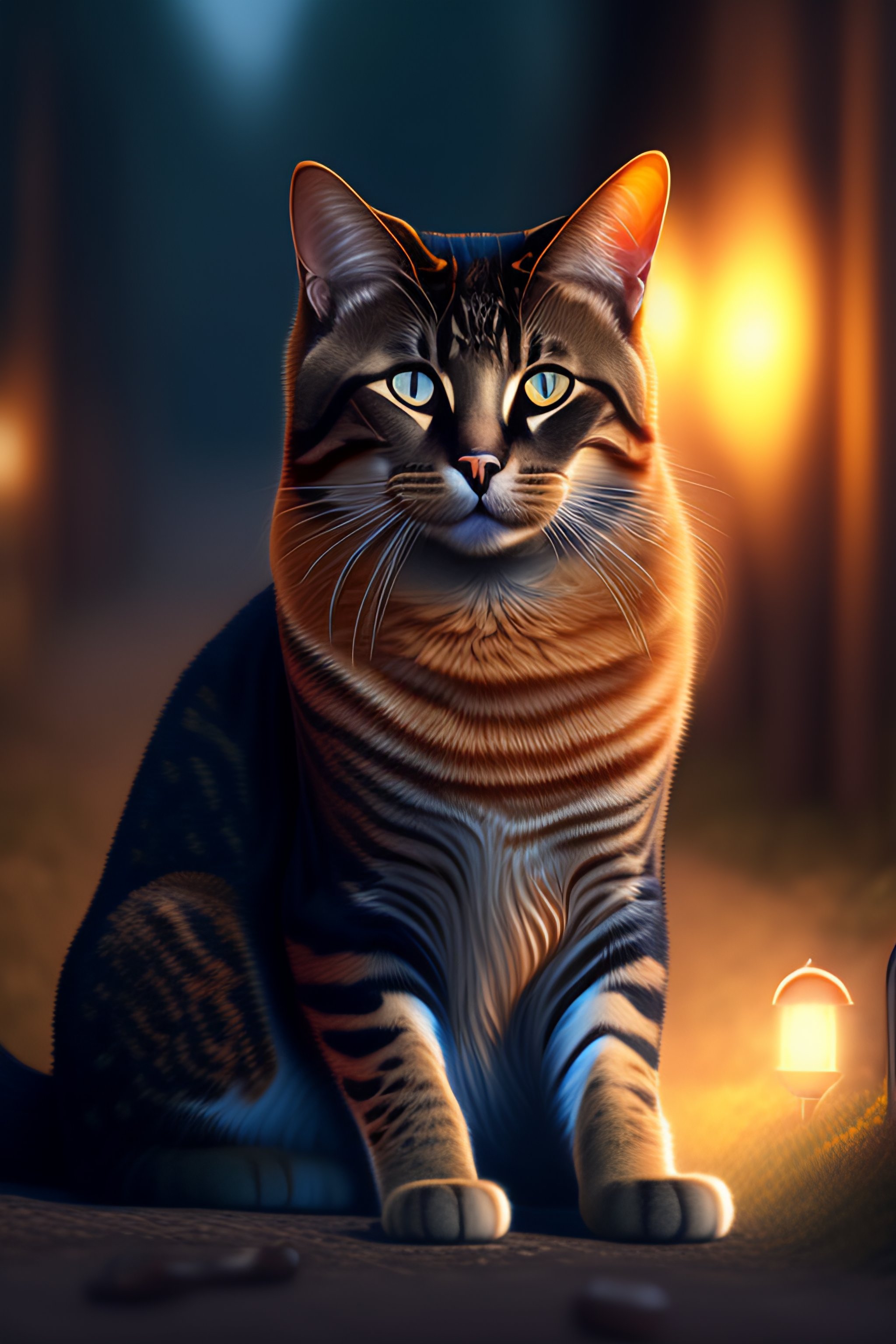 Lexica - An exhausted cat at the frontlines in the army at night with ...