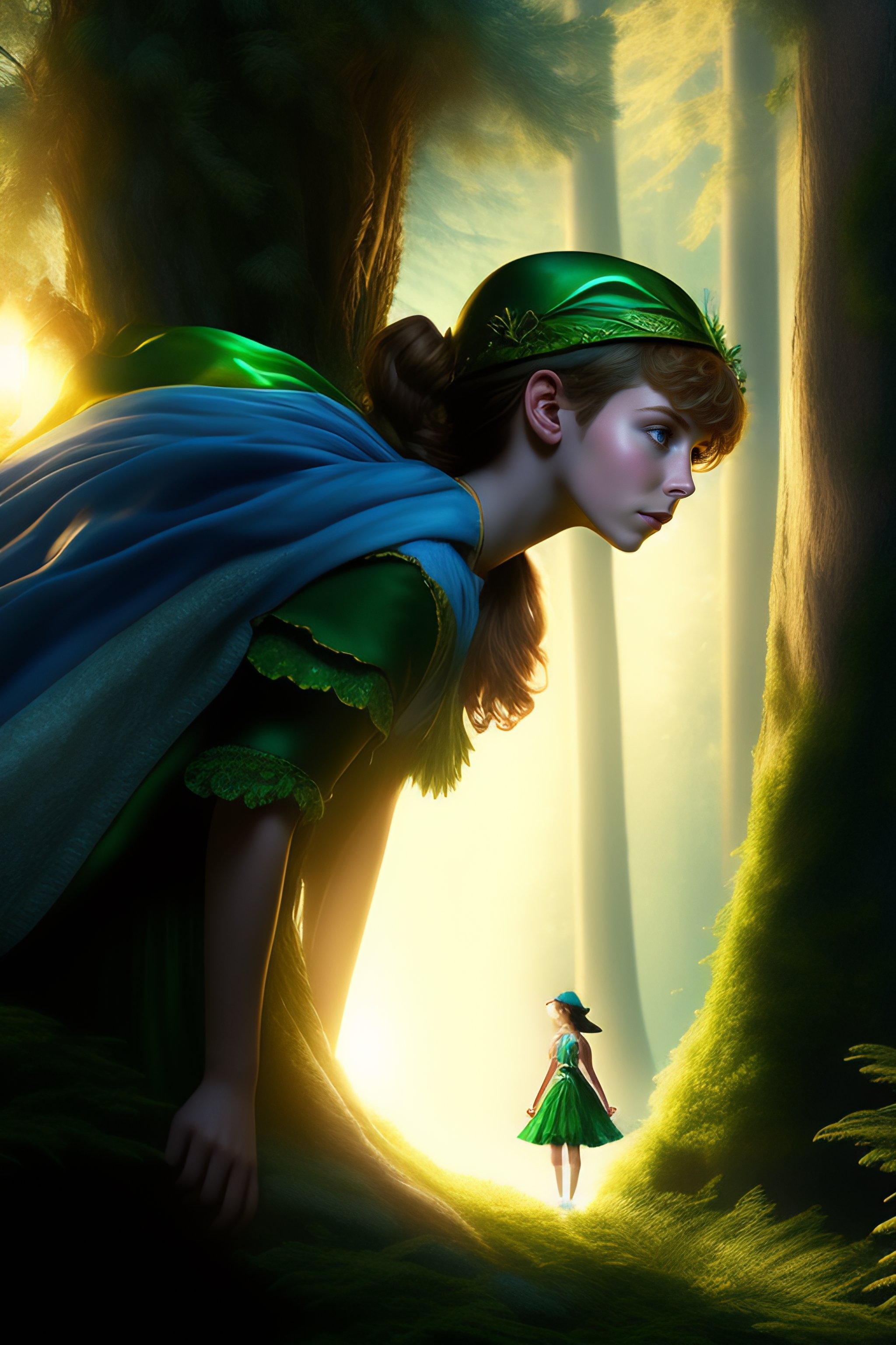 Lexica - Peter Pan and Wendy,enchanted forest,photo realistic, highly ...