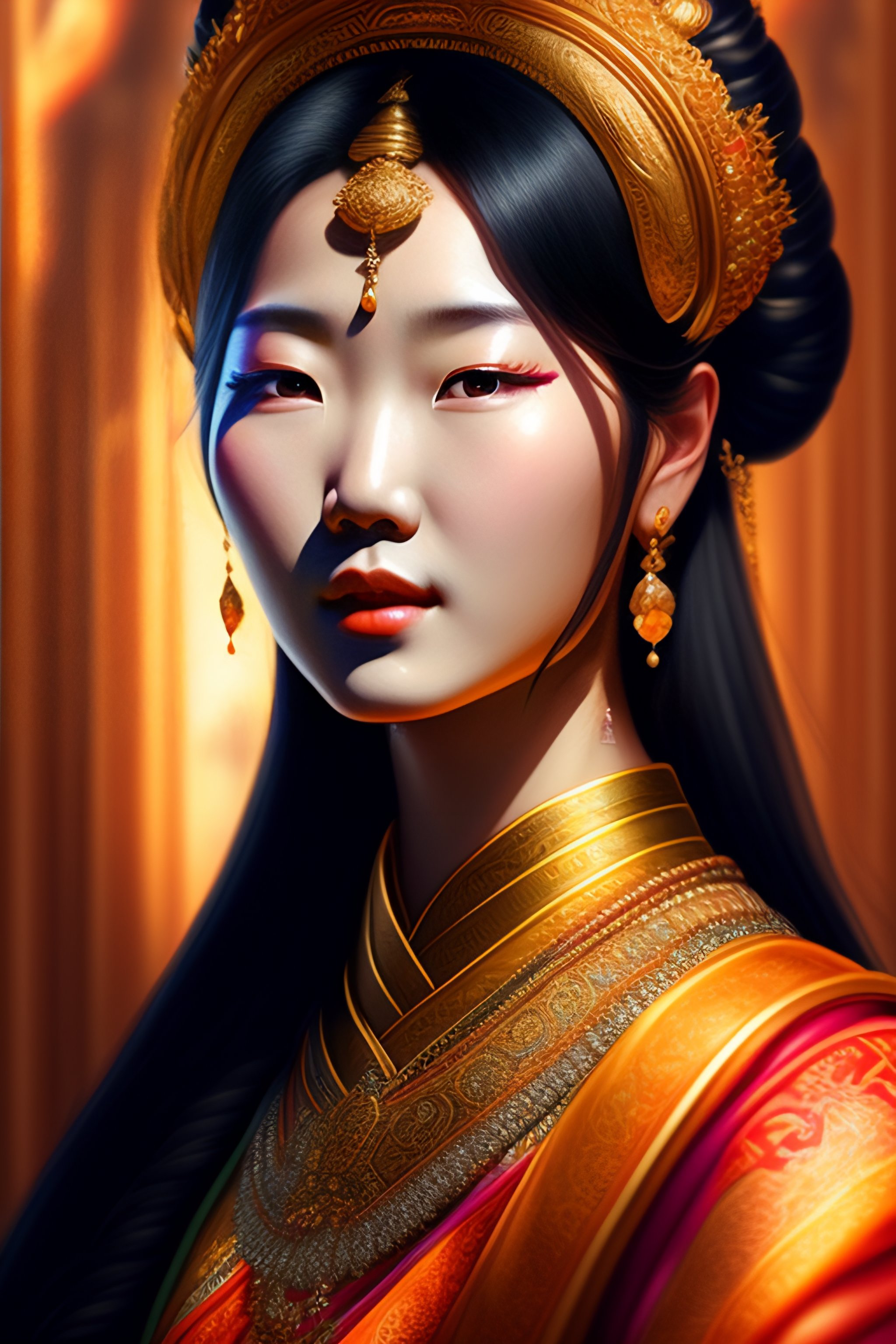 Lexica - Detailed portrait of korean goddess, high detailed paiting by ...