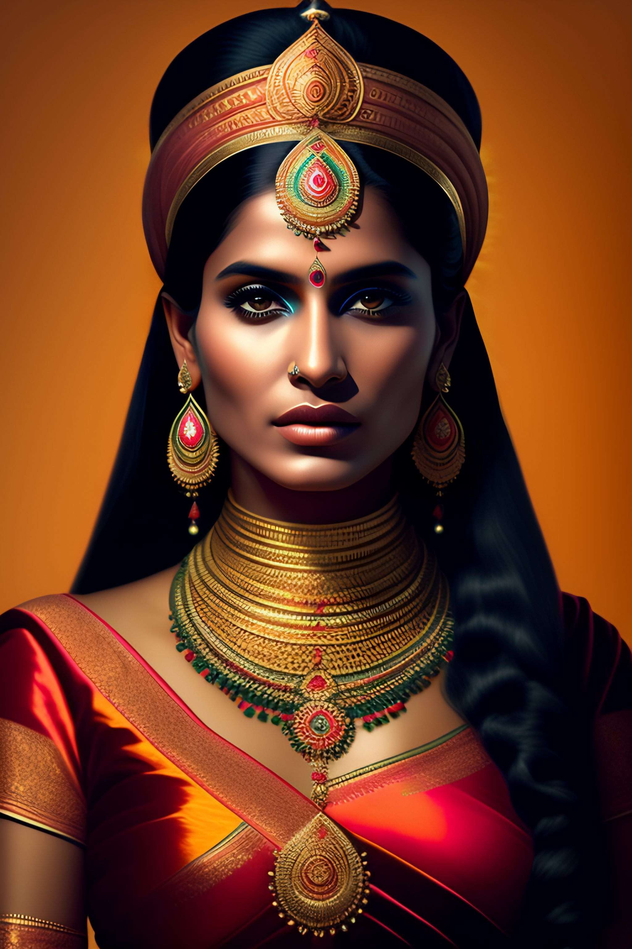Lexica - A symmetrical portrait of a indian goddess